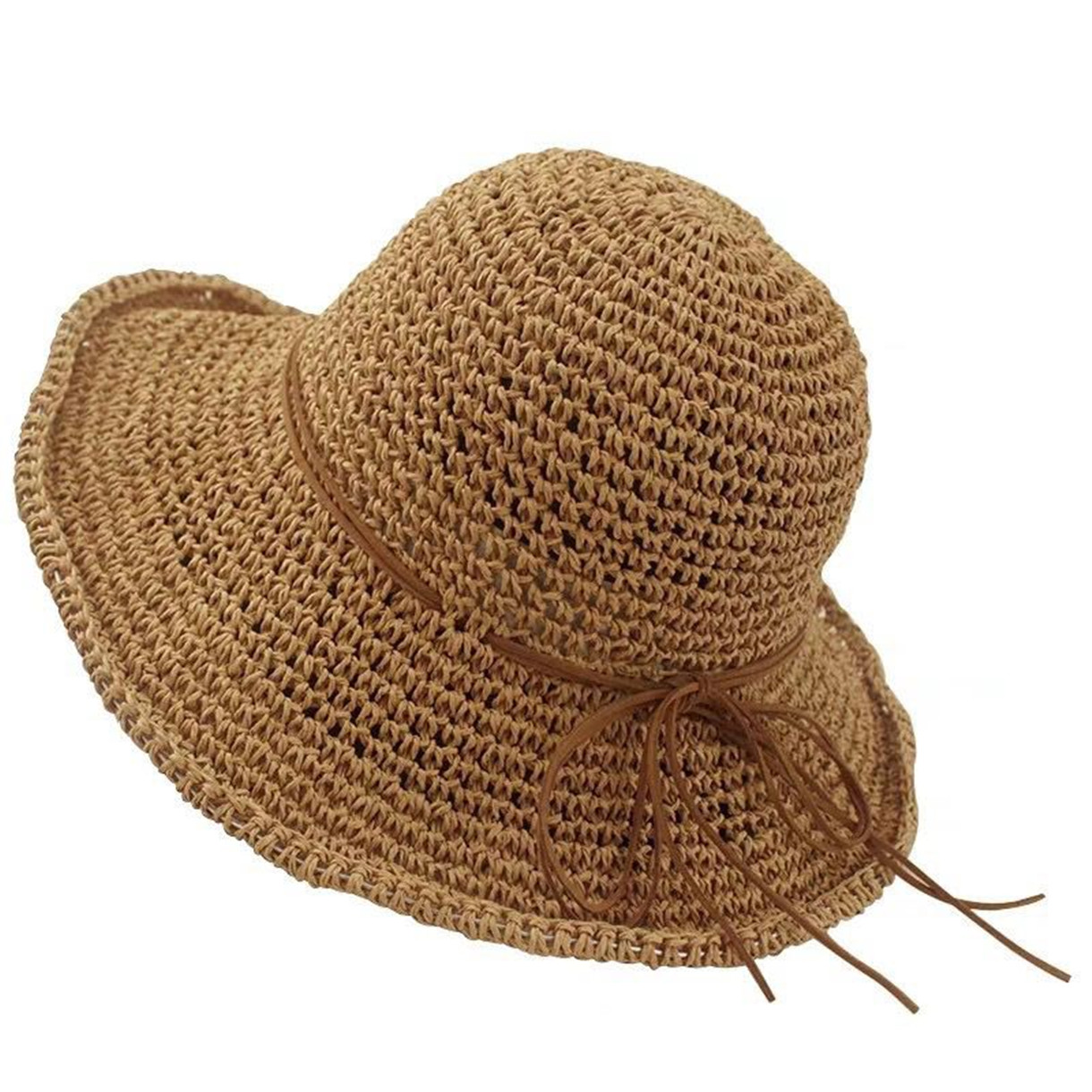 Ml Summer Straw Hat Big Wide Brim Foldable Beach Sun Hat Straw Floppy
