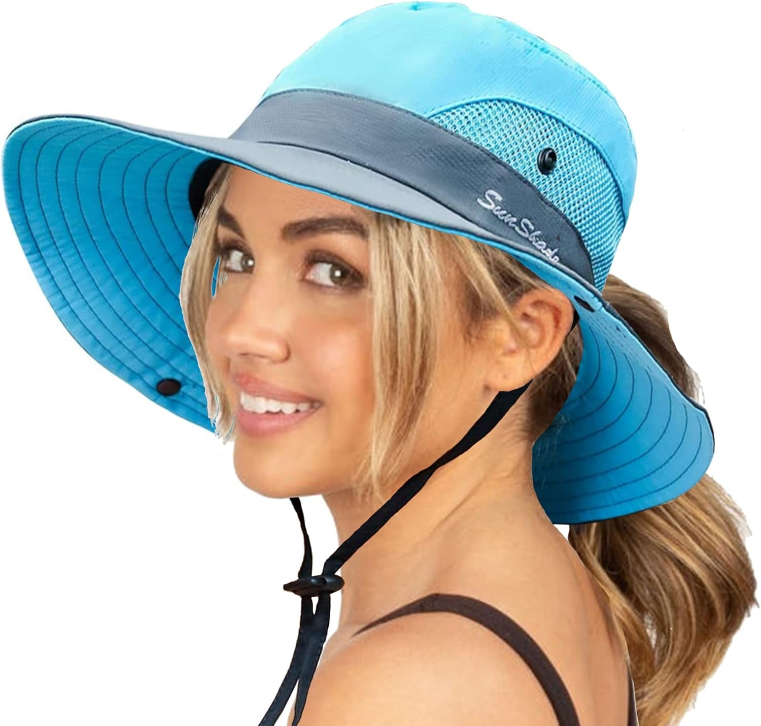Womens Summer Sun-Hat Outdoor UV Protection Fishing Hat Wide Brim ...