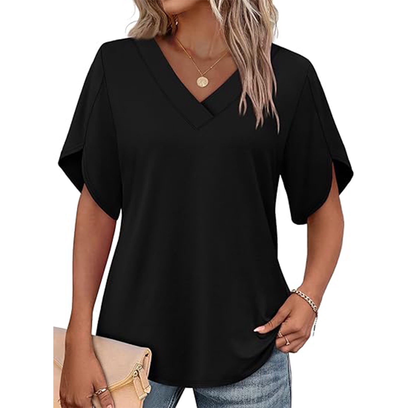 Womens Summer Tops Short Sleeve Shirts 2026 Fashion V Neck Outfits ...