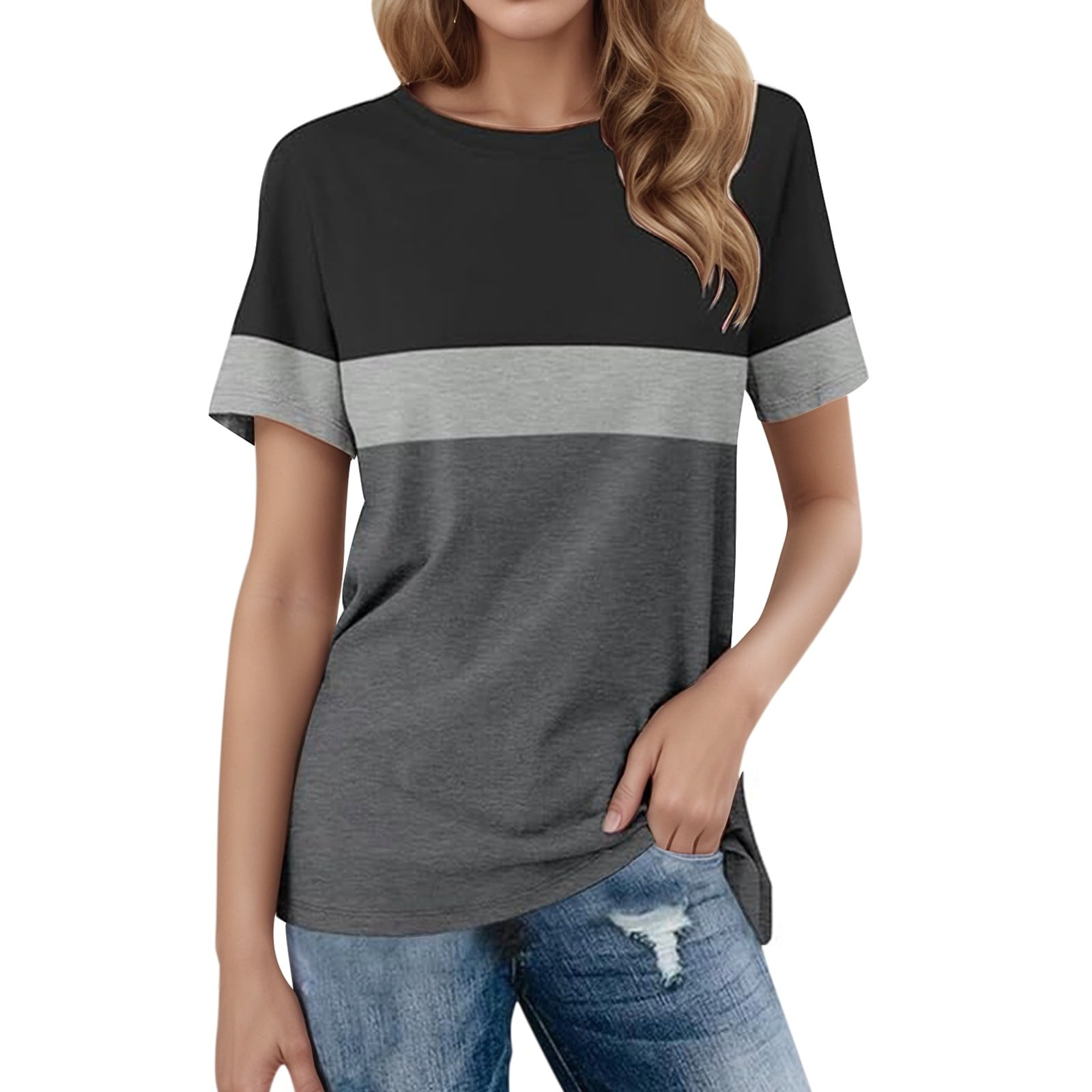 Womens Summer Tops V Neck Ruffle Top Misses Short Sleeve Tops Ski under ...