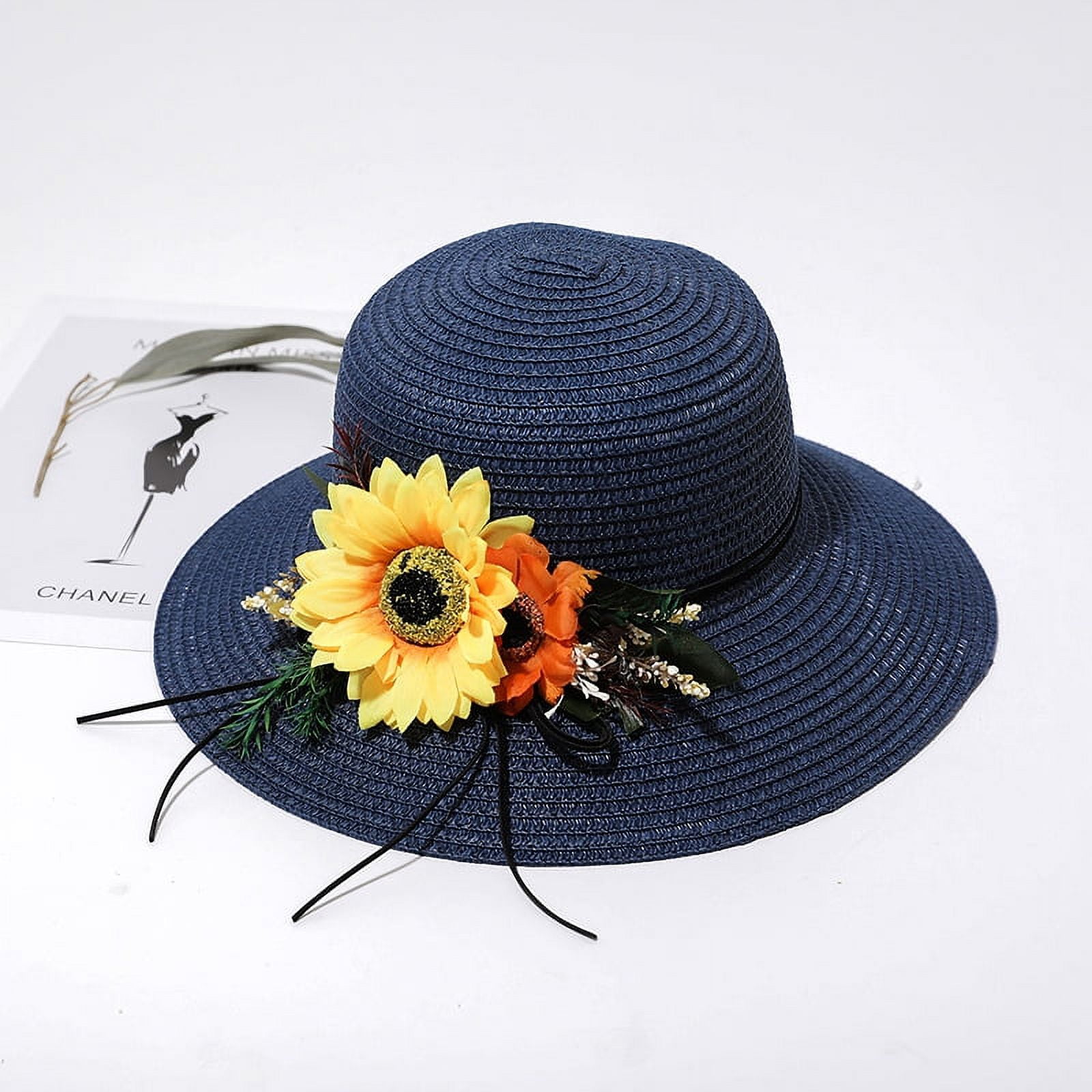 Womens Summer Traveling Staw Sun Hats Wide Brim Hats Sun Protection ...