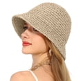 Womens Sun Hat Handmade Straw Bucket Wide Brim Packable Travel Summer ...