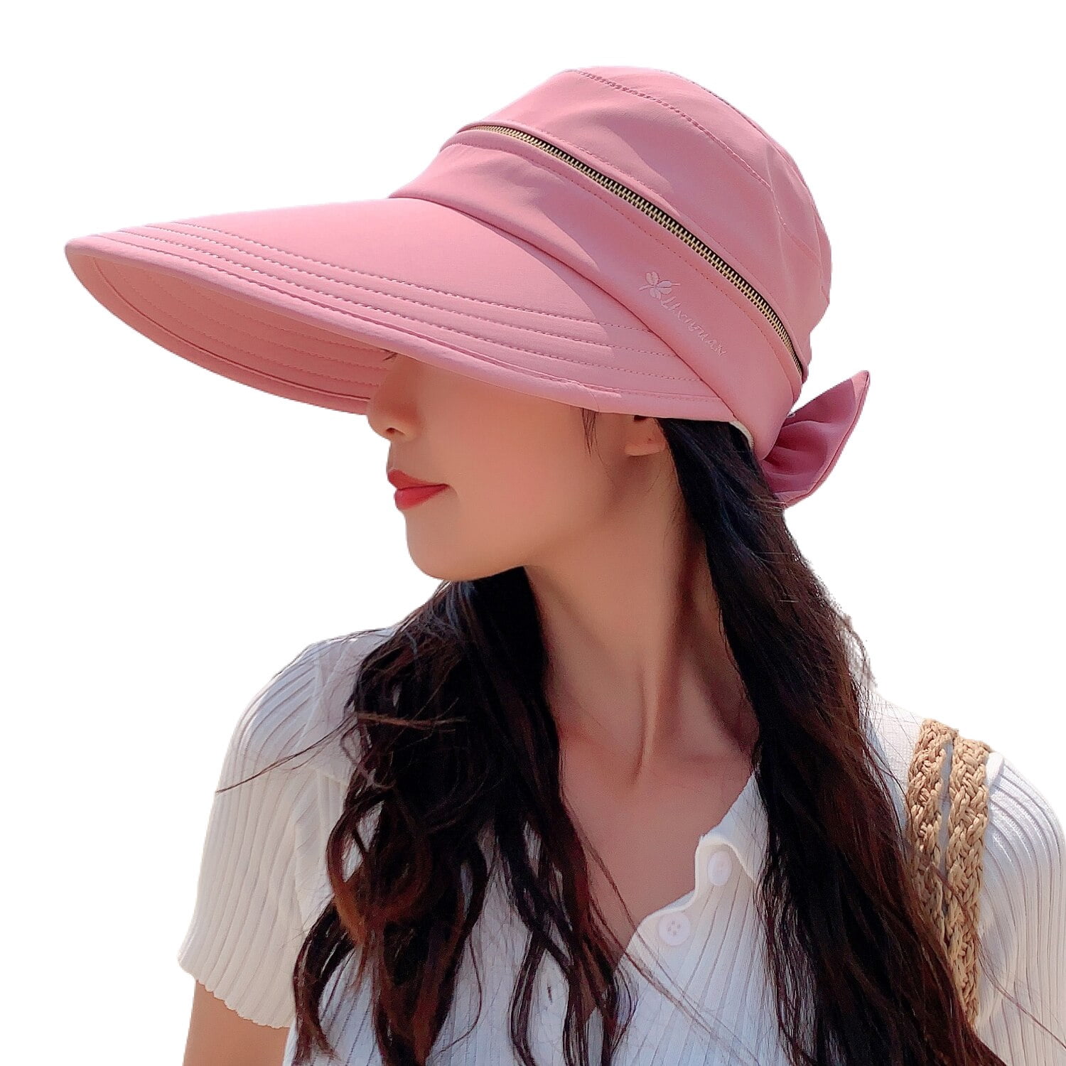 Womens Sun Hats 2 in 1 Zip-Off UV Protection Wide Brim Sun Visors ...