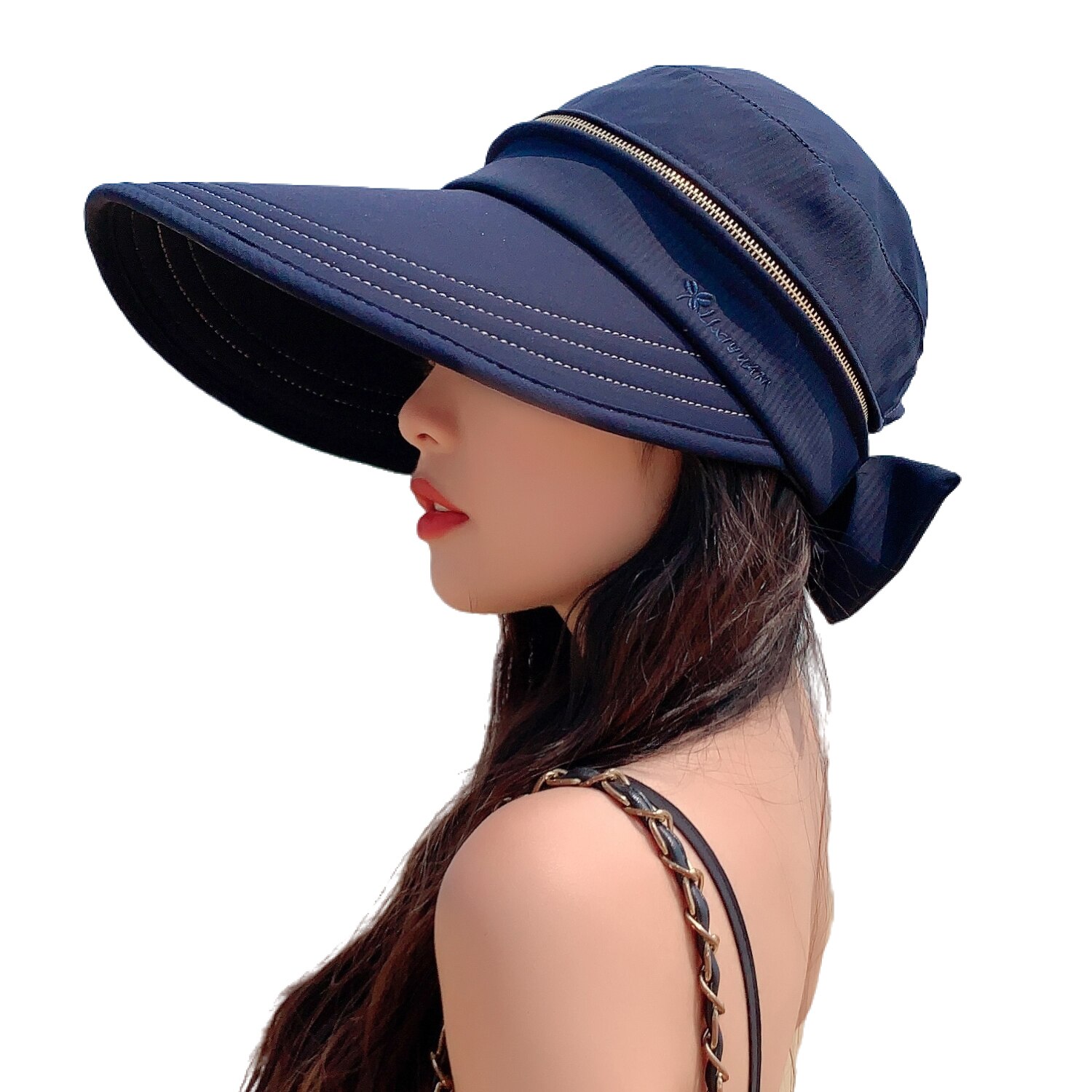 Womens Sun Hats 2 in 1 Zip-Off UV Protection Wide Brim Sun Visors ...