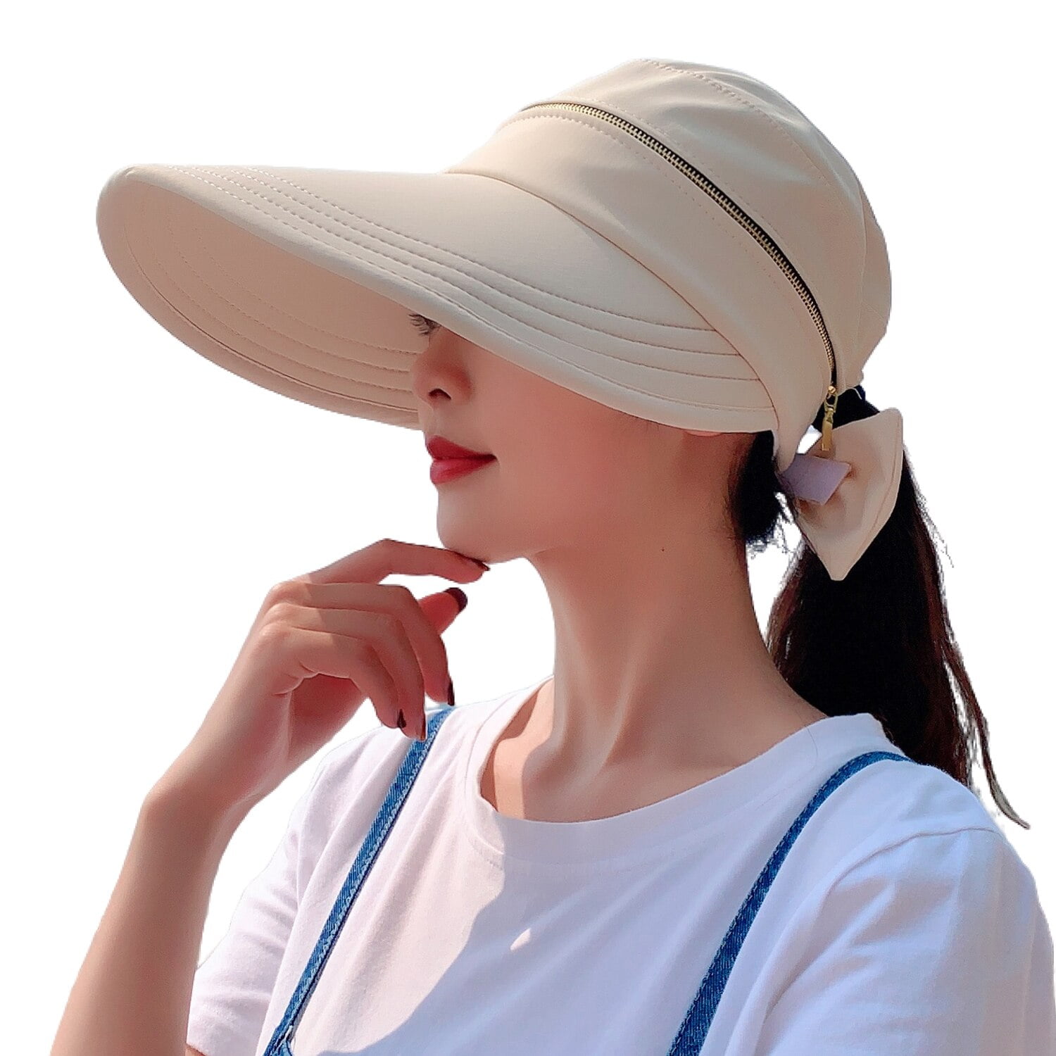 Womens Sun Hats 2 in 1 Zip-Off UV Protection Wide Brim Sun Visors ...