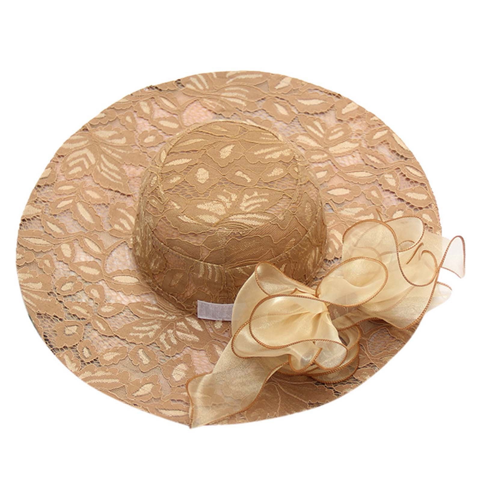 Womens Sun Hats For Beach Lace Flower Sunblock Hat With Large Summer ...