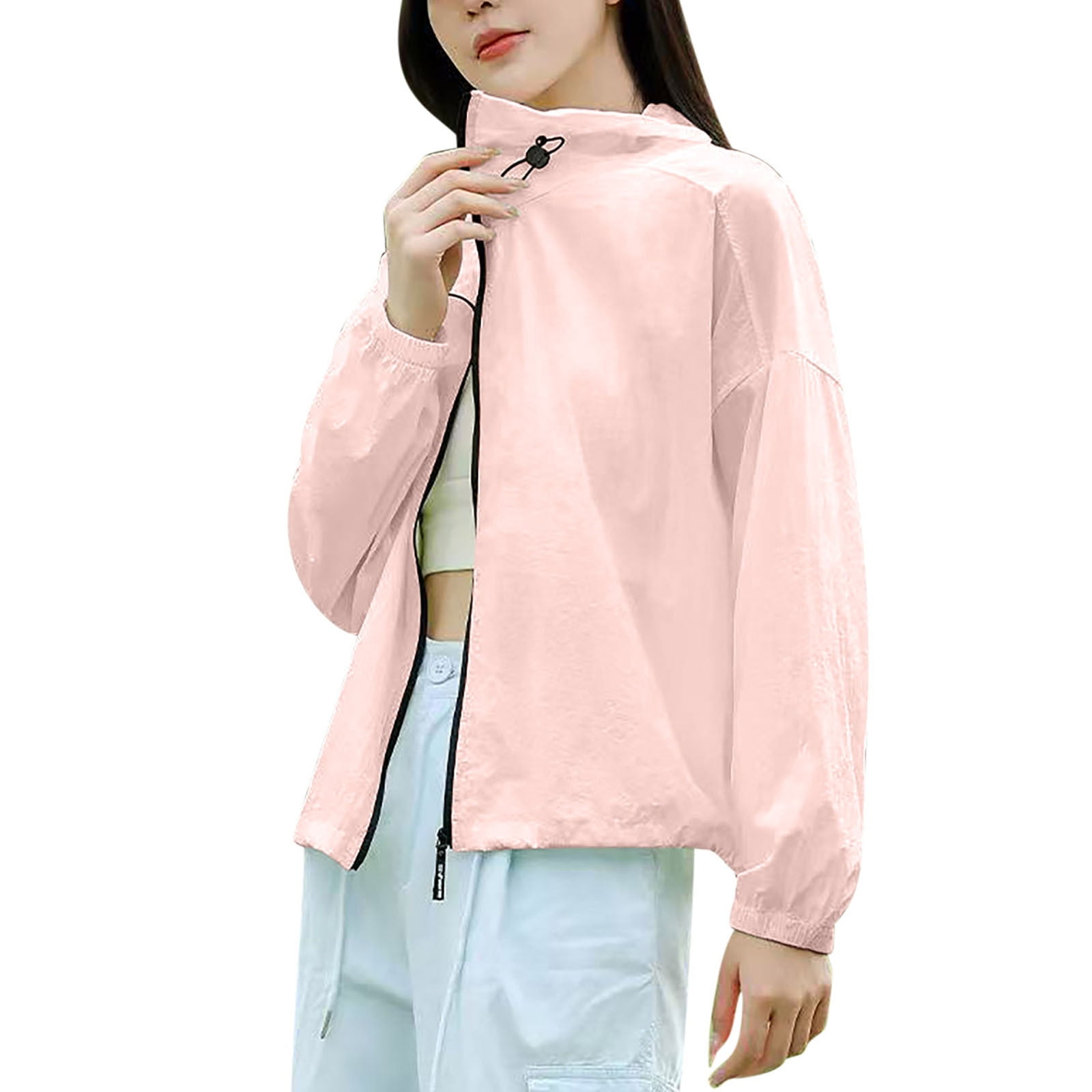 Womens Sun Protection Hoodie UPF 50+ Long Sleeve Shirts Front Zipper Spf Jacket Uv Cooling ...