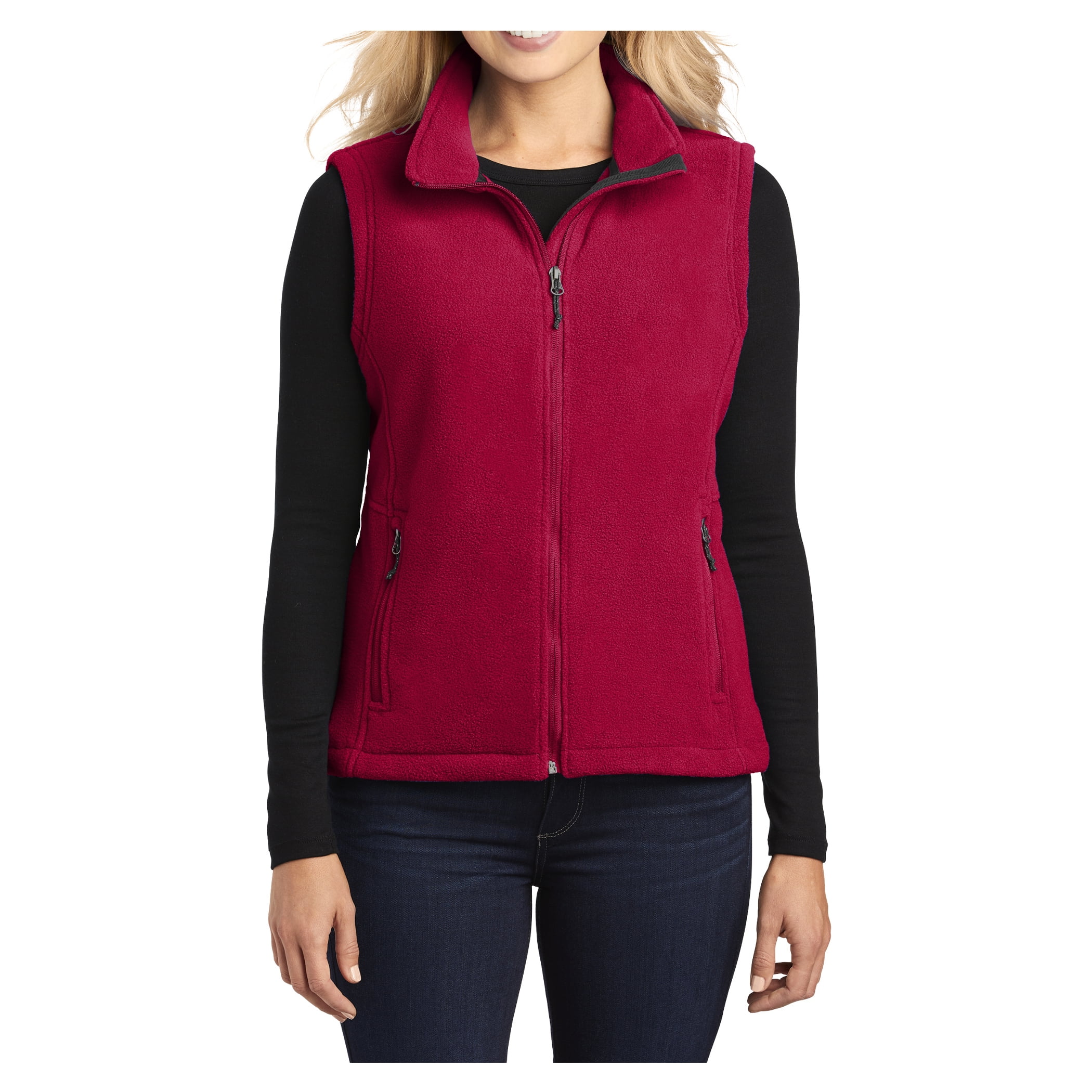 Womens Super Soft Value Polyester Fleece Vest True Red X-Large ...