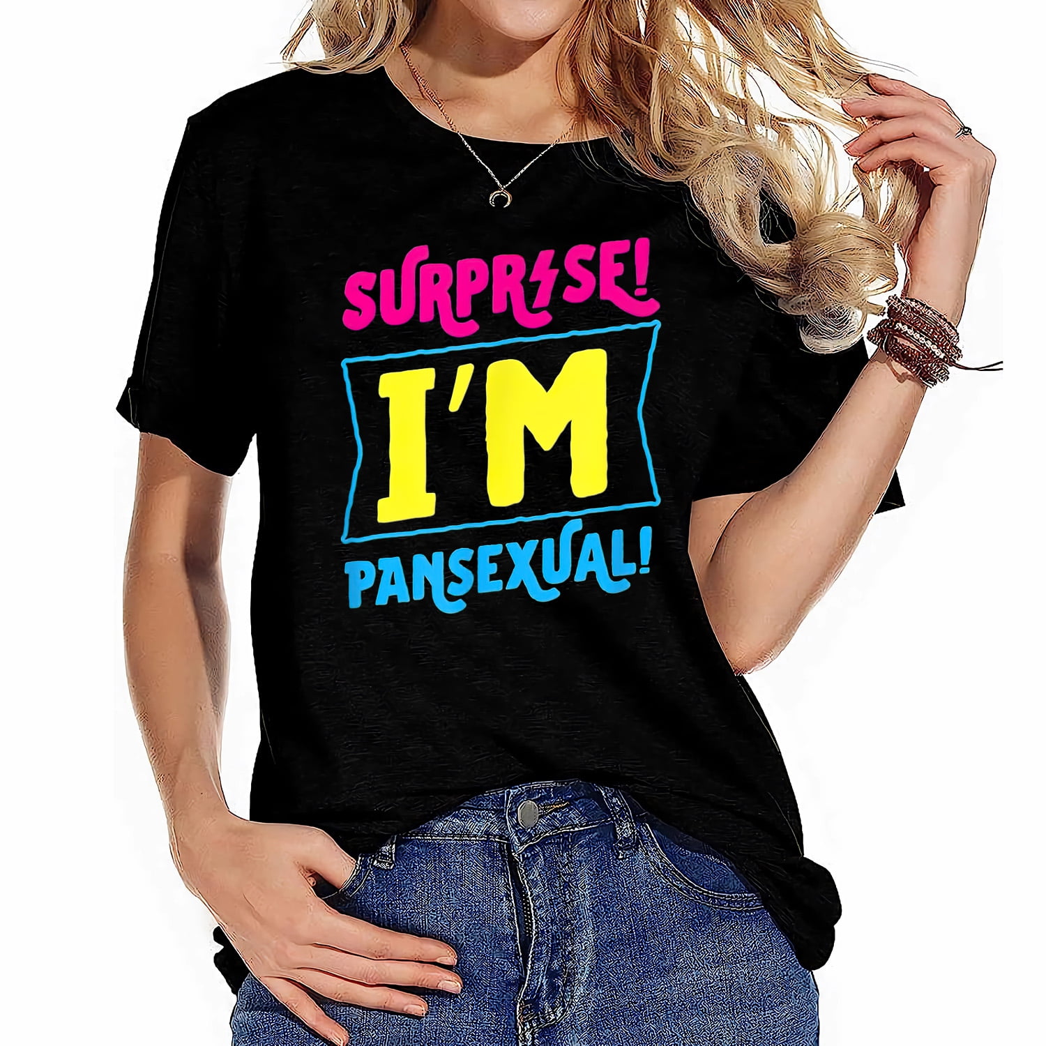 Womens Surprise I'm Pansexual Announcement LGBTQ Pan Pride Stuff T ...