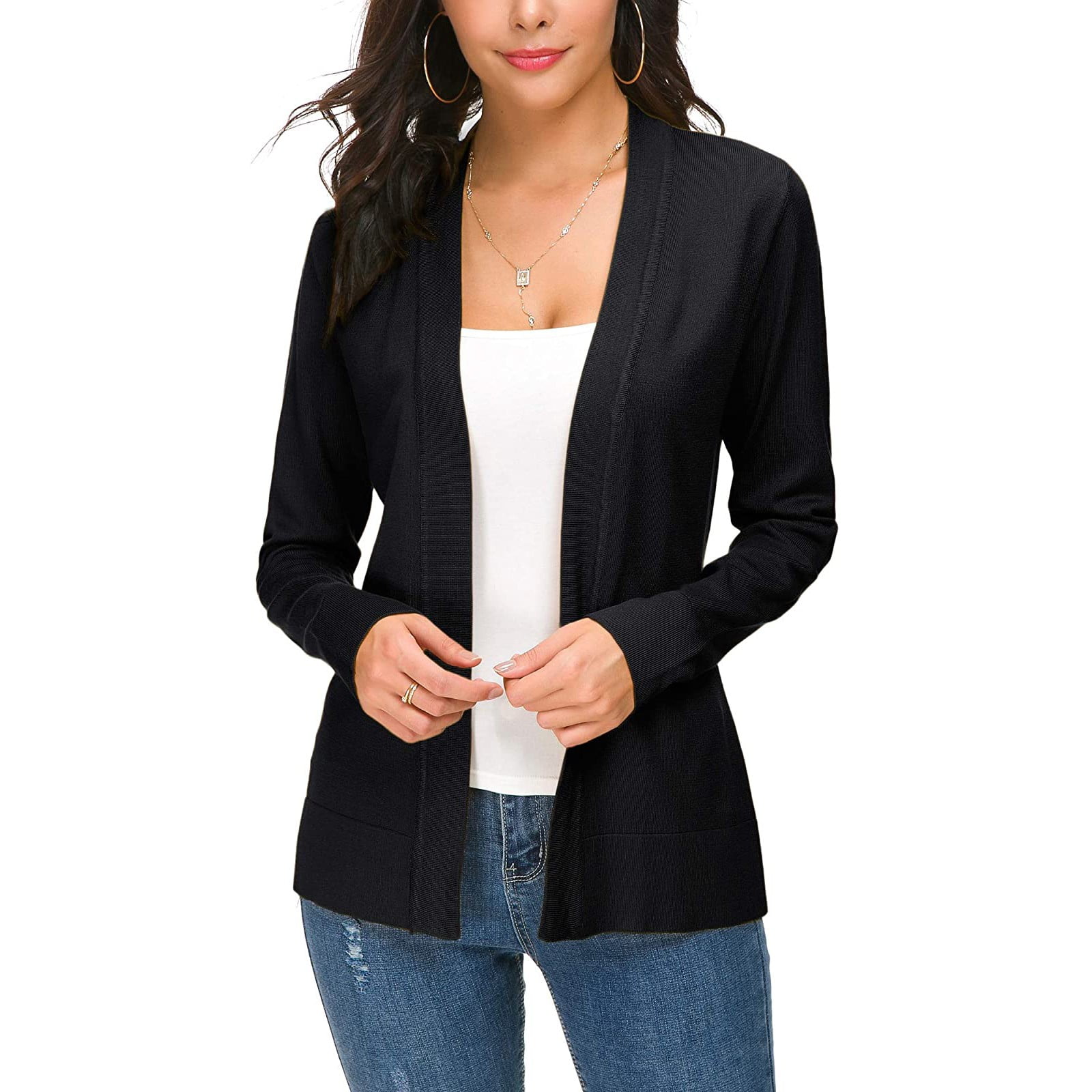 Womens Sweaters Fall 2024 Clearance Solid Casual Ribbed Cardigan ...