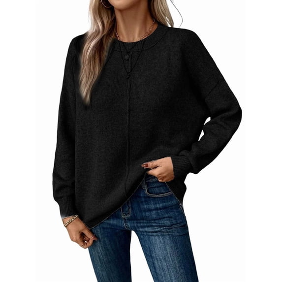 Womens Sweaters Fall Casual Long Sleeve Light-Weight Oversized Pullover ...
