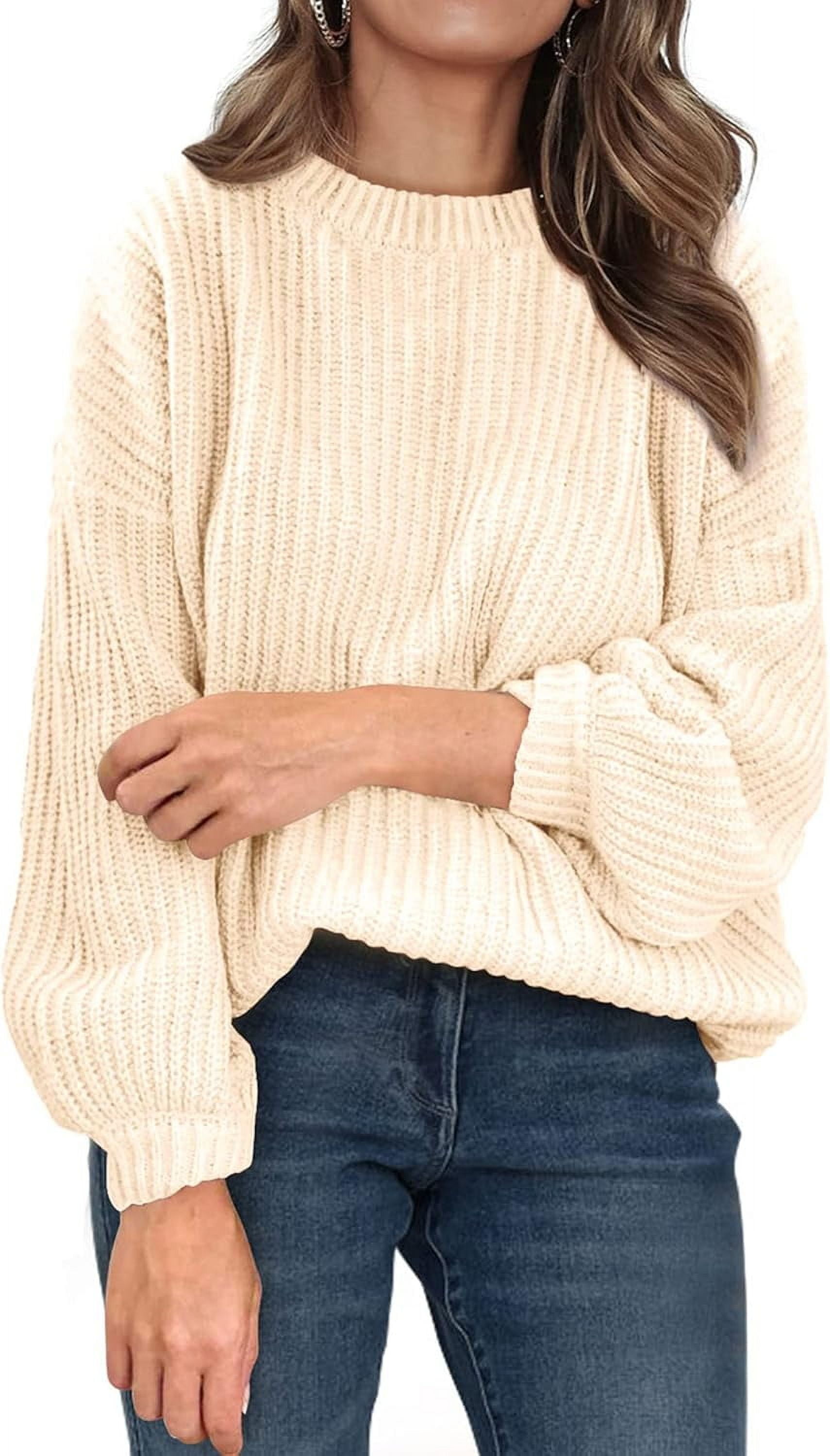 Women's Fashion Sweater Long Sleeve Casual 2024 Ribbed Knit Fall Winter ...