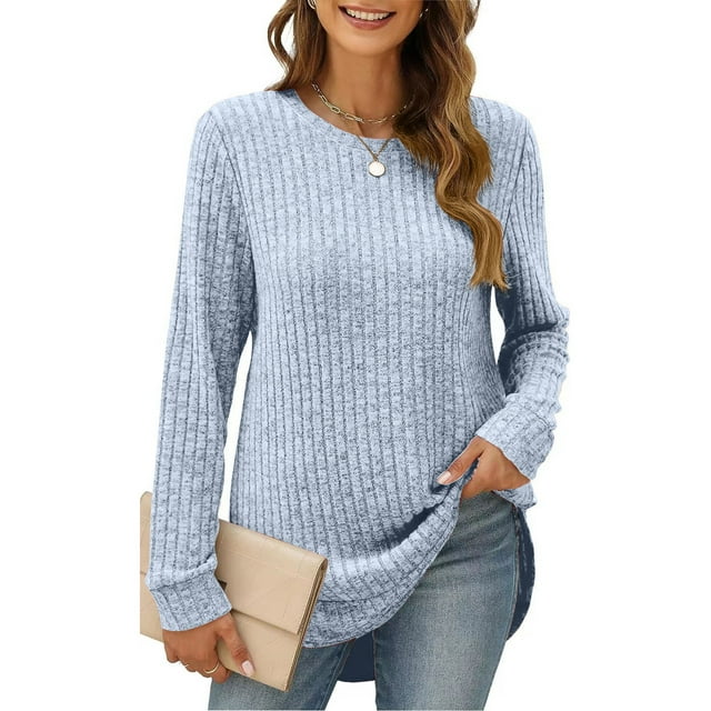 Womens Sweaters Long Sleeve Tops Fall Fashion Shirts Winter Lightweight ...