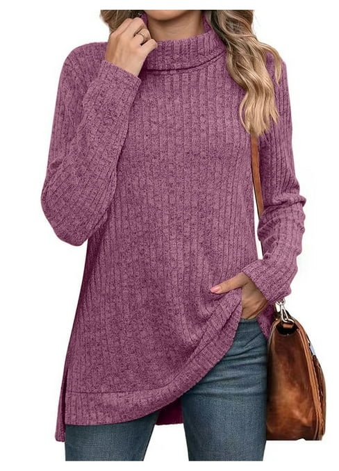 Women Sweaters Crew Neck Heart Front Long Sleeve Knitted Sweaters ...