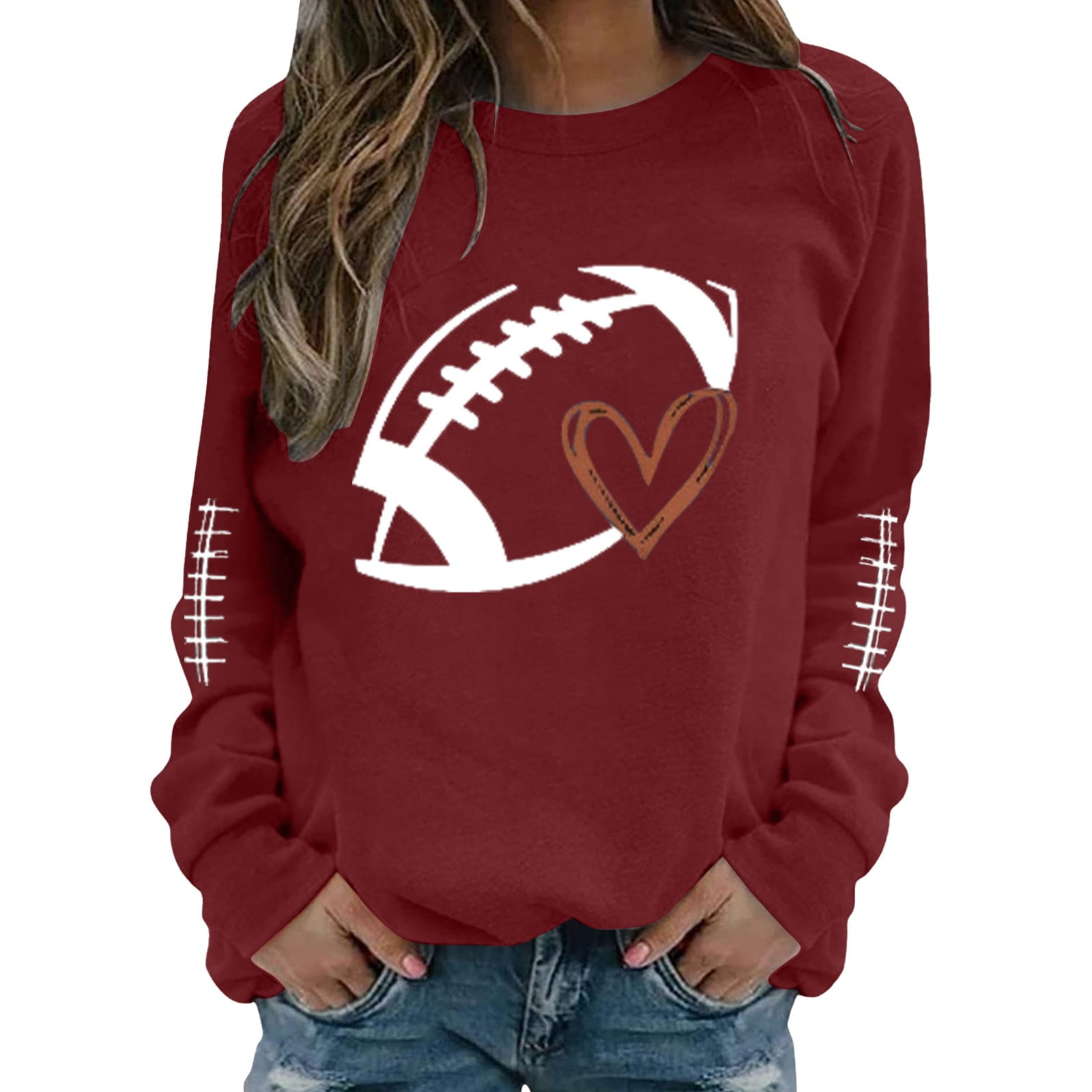 Womens Sweaters For Women Funny Football Mom Crewneck Sweatshirt - Soft ...