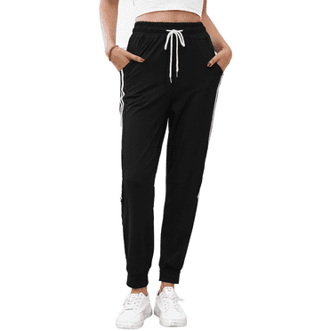 Women Elastic Jogger Sweatpants Solid Color Workout Running Pants with ...