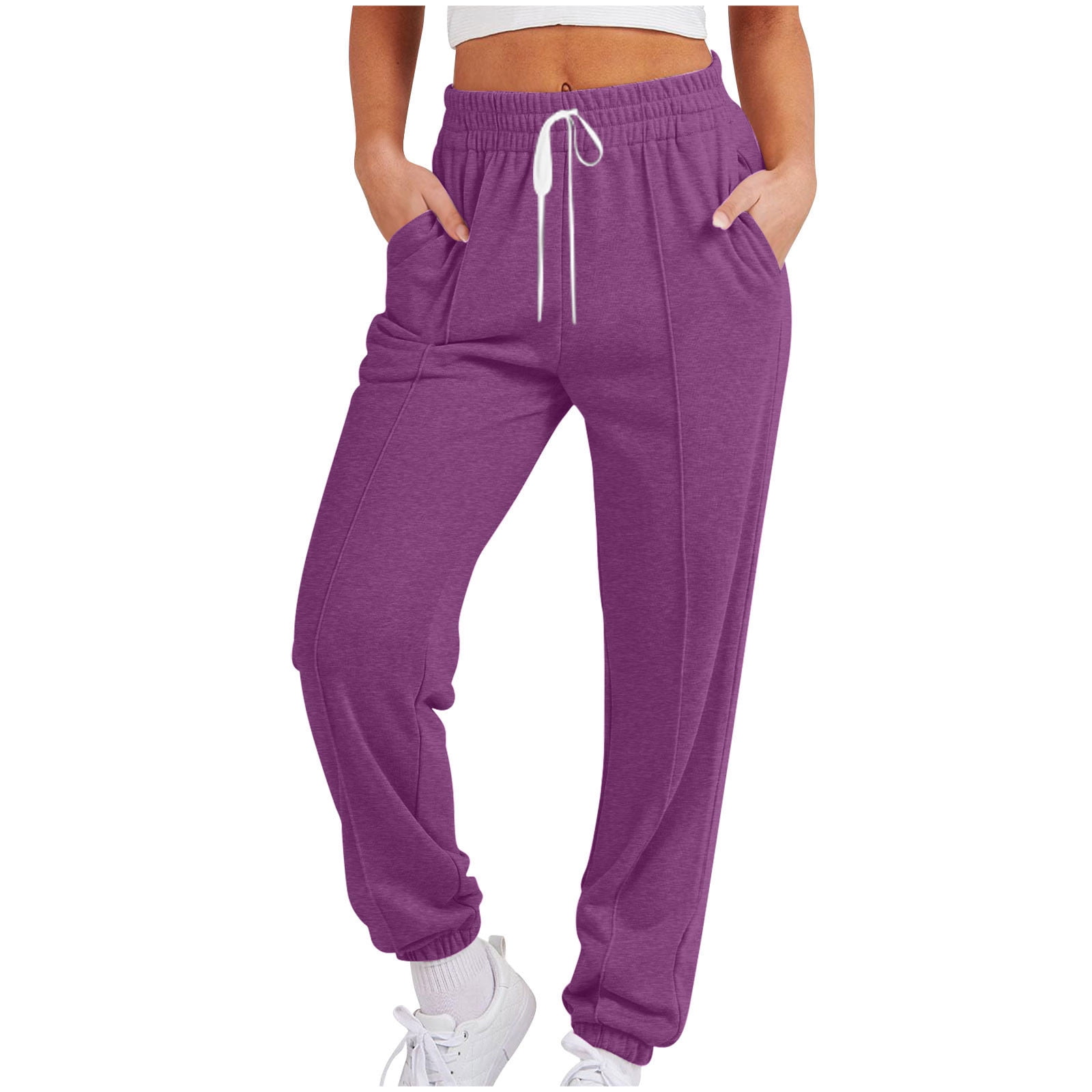 Womens Sweatpants with Pockets Mid Waisted Drawsting Athletic Pants ...