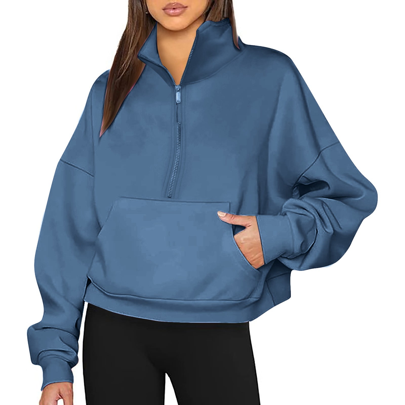 Womens Sweatshirts & Hoodies Half Zip Pullover Oversized Hoodies ...