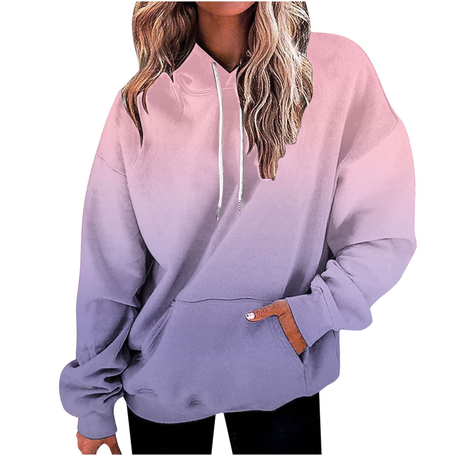 Womens Sweatshirts Plus Size Hoodies Long Sleeve Button Printed Pocket ...
