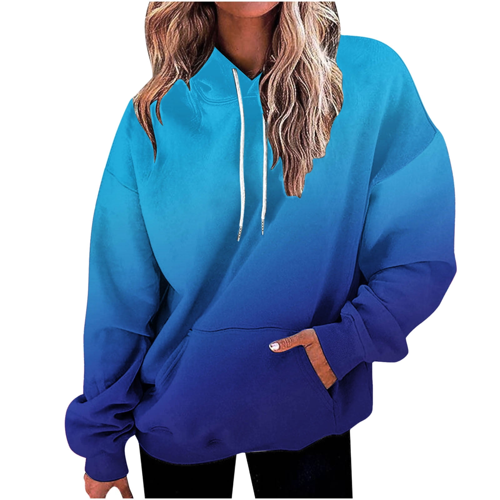 Womens Sweatshirts Plus Size Hoodies Long Sleeve Button Printed Pocket ...