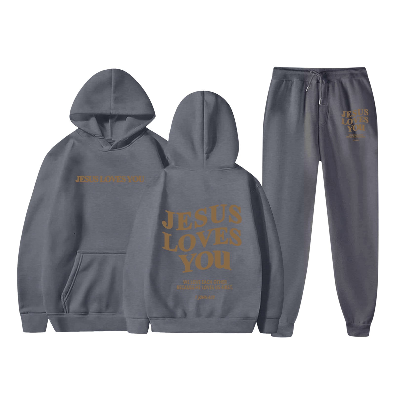 Womens Sweatsuits 2 Piece Set Jesus Loves You Hoodie and Sweatpants ...