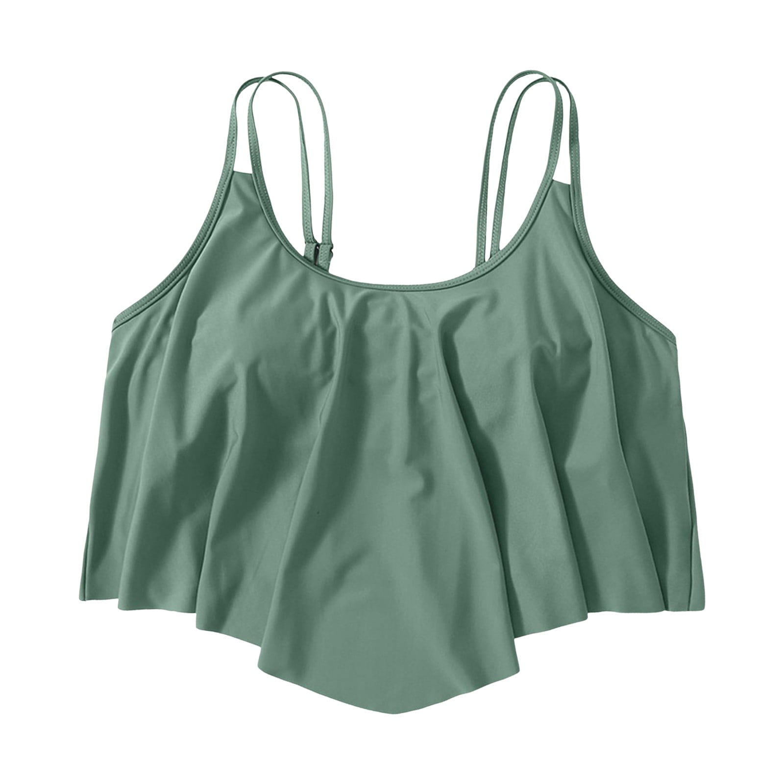 Womens Swimsuits Bikini Tops Full Coverage Tankini Top Double Layer ...