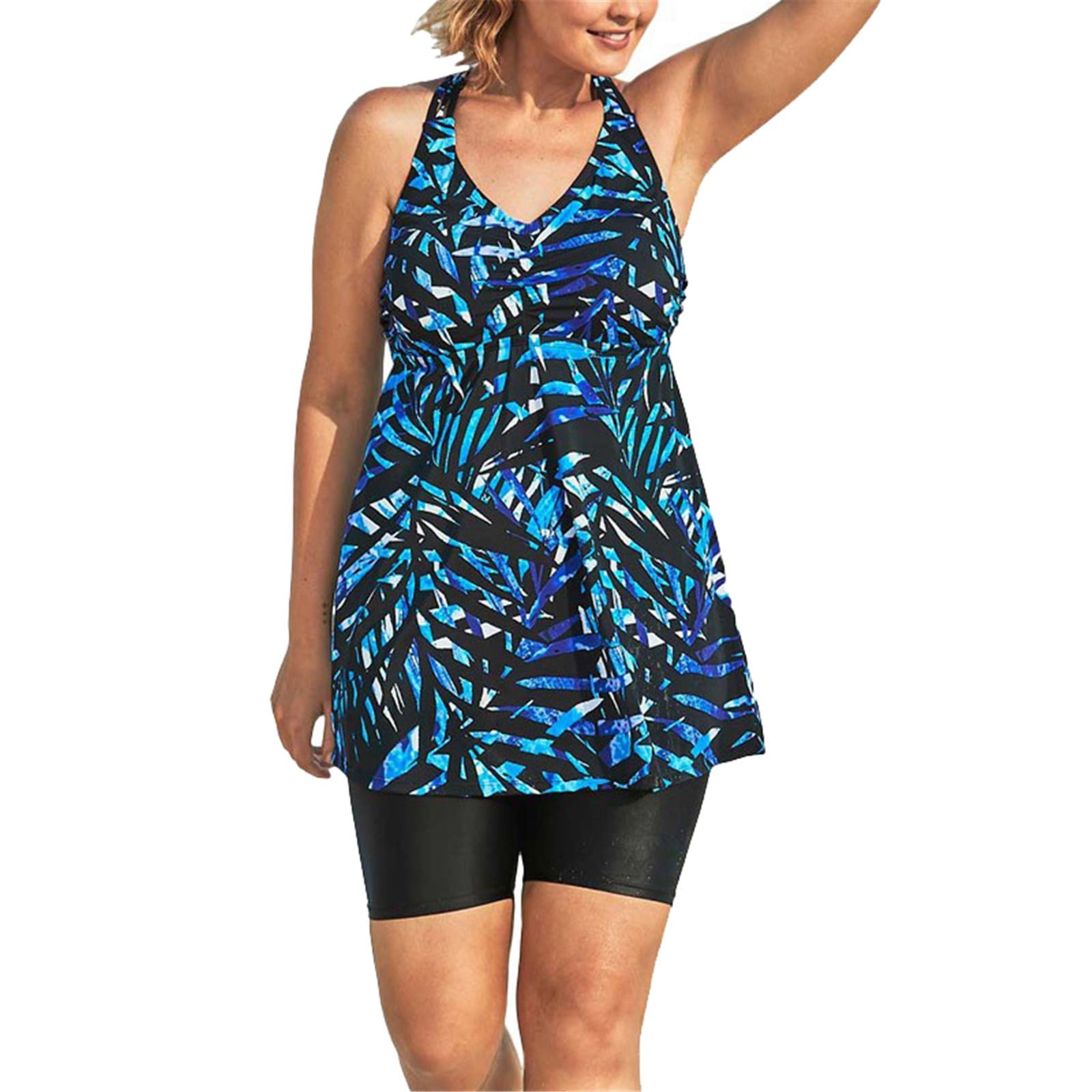 Womens Swimsuits Hanging Neck Sexy Tie Dye Print Large Size Split ...