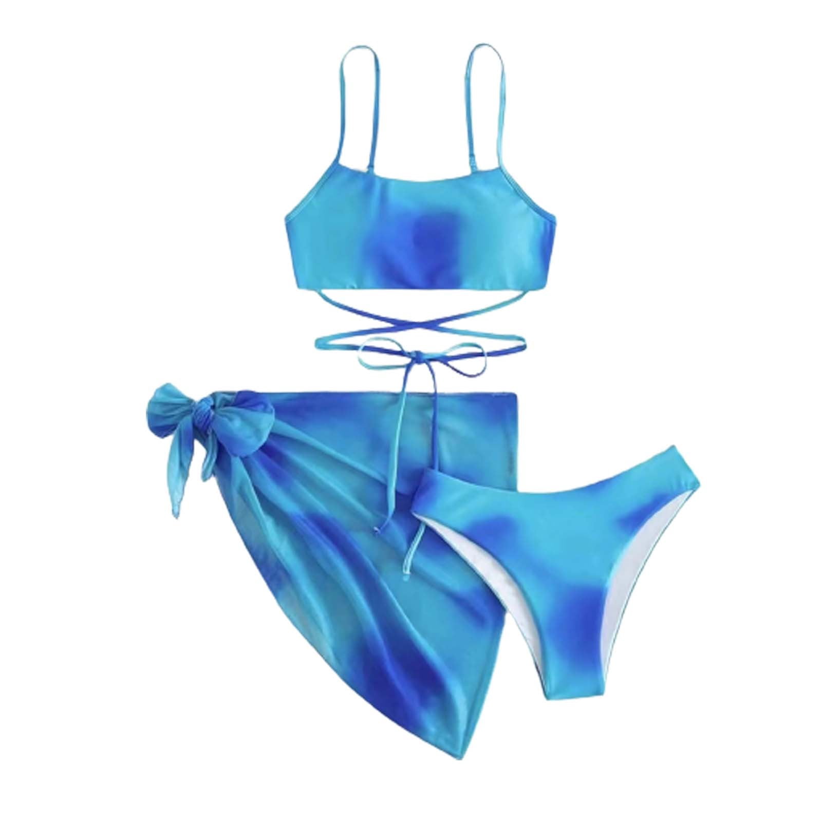 Womens Swimsuits Sexy Seamless Triangle 3 Piece with Skirt Bikini Sets ...