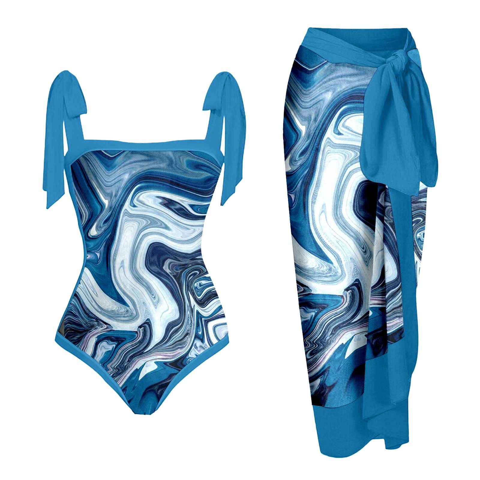 Womens Swimsuits Two Piece Tankini Set with Cover Up Colorblock Print ...