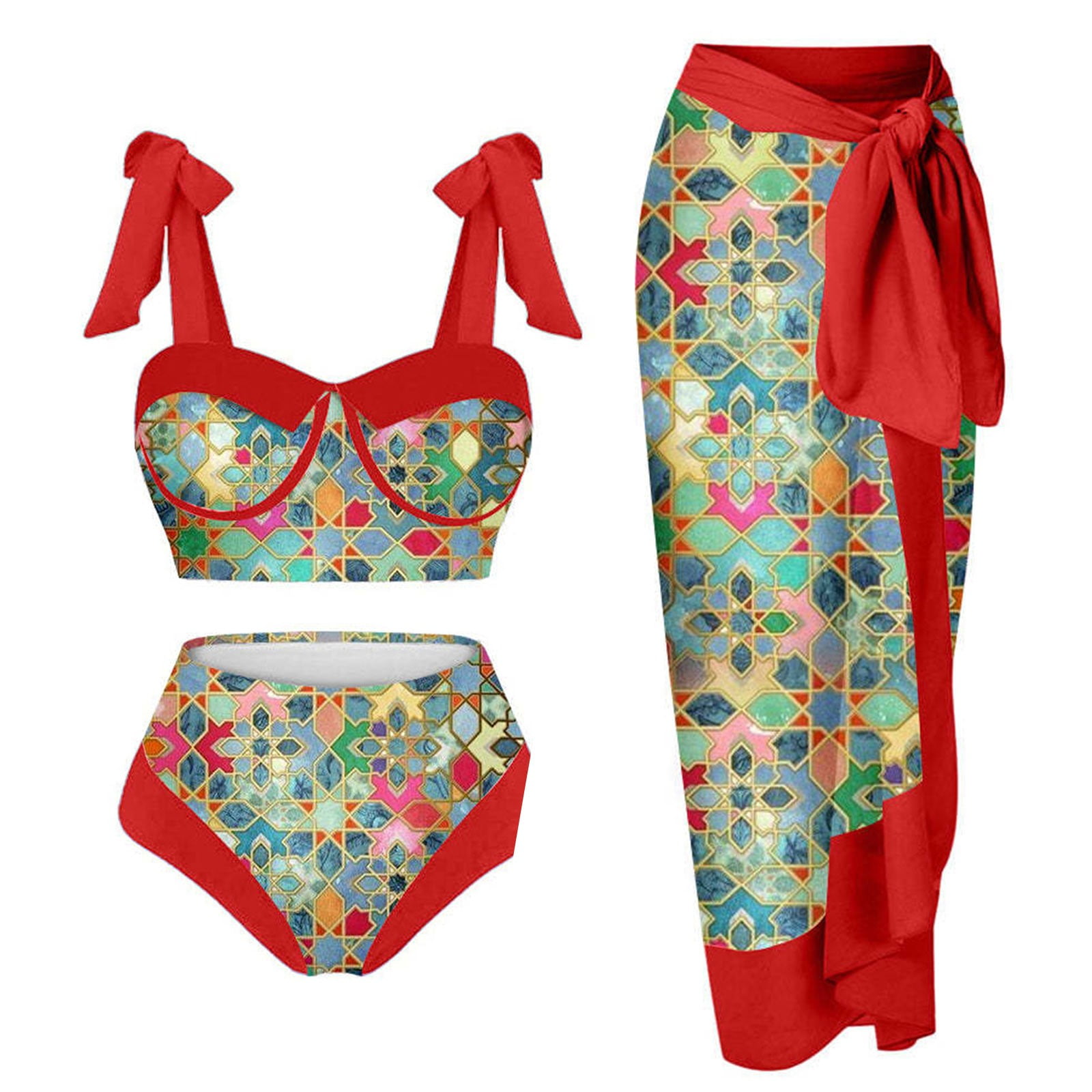 Womens Swimsuits Vintage Colorblock Retro Floral Print Swimwear 1 Cover