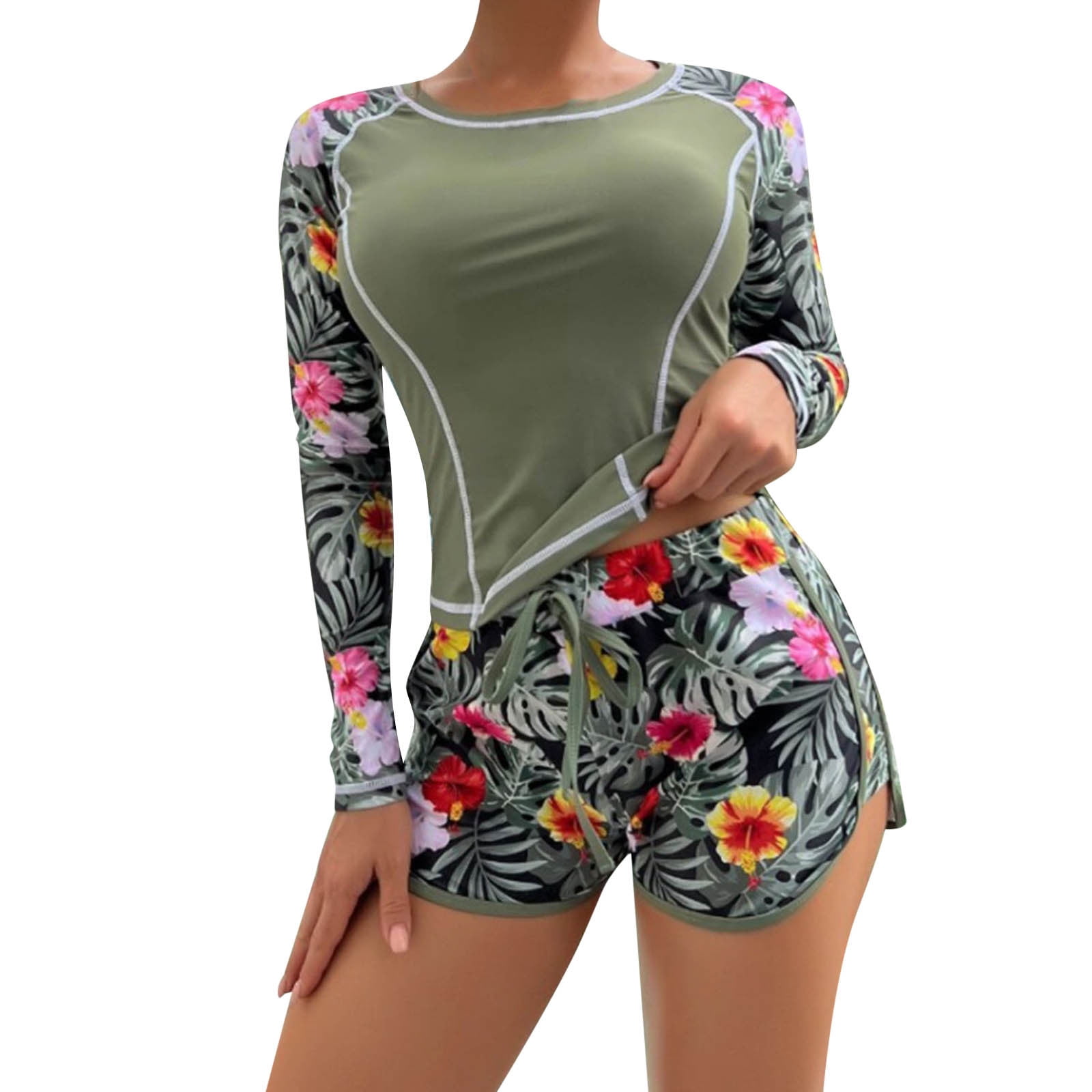 Womens Swimwear Long Sleeve Swimsuit Long Flowy Beachwear Bathing Suit ...