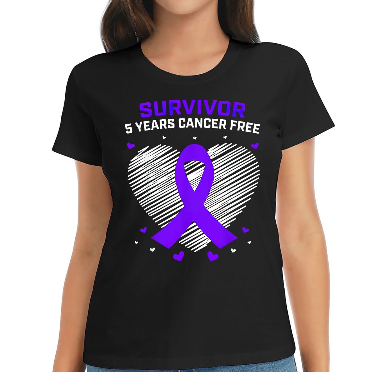 Womens T Shirt 5 Years Cancer Free Purple Pancreatic Cancer Survivor ...