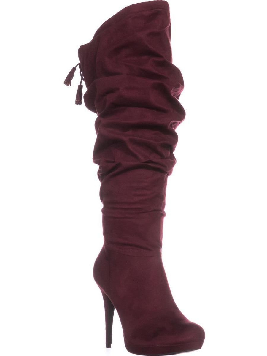Womens TS35 Brisa Wide Calf Platform Knee-High Boots, Burgundy ...