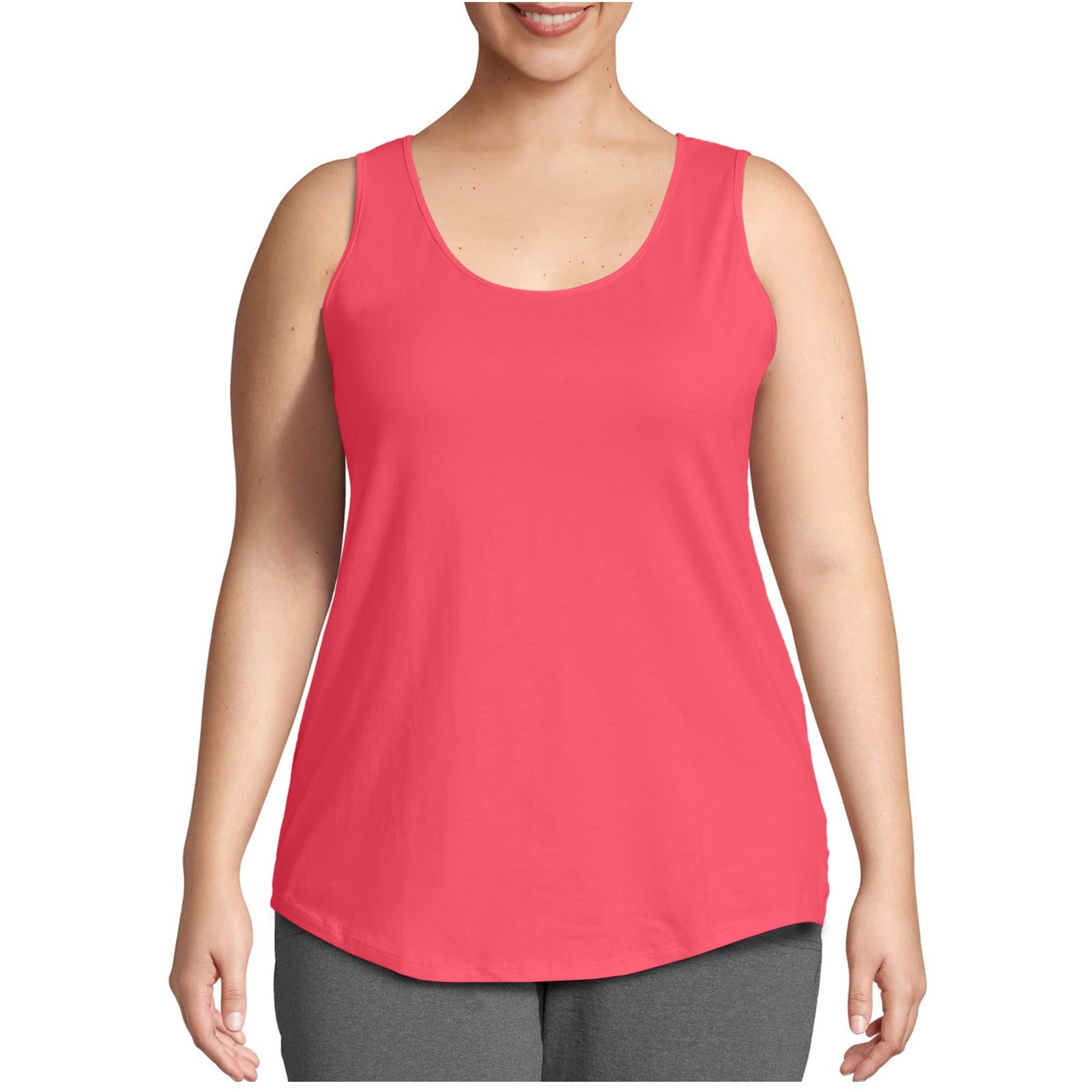Womens Tank Tops Plus Size Solid Round-Neck Sleeveless Plus Size Loose ...