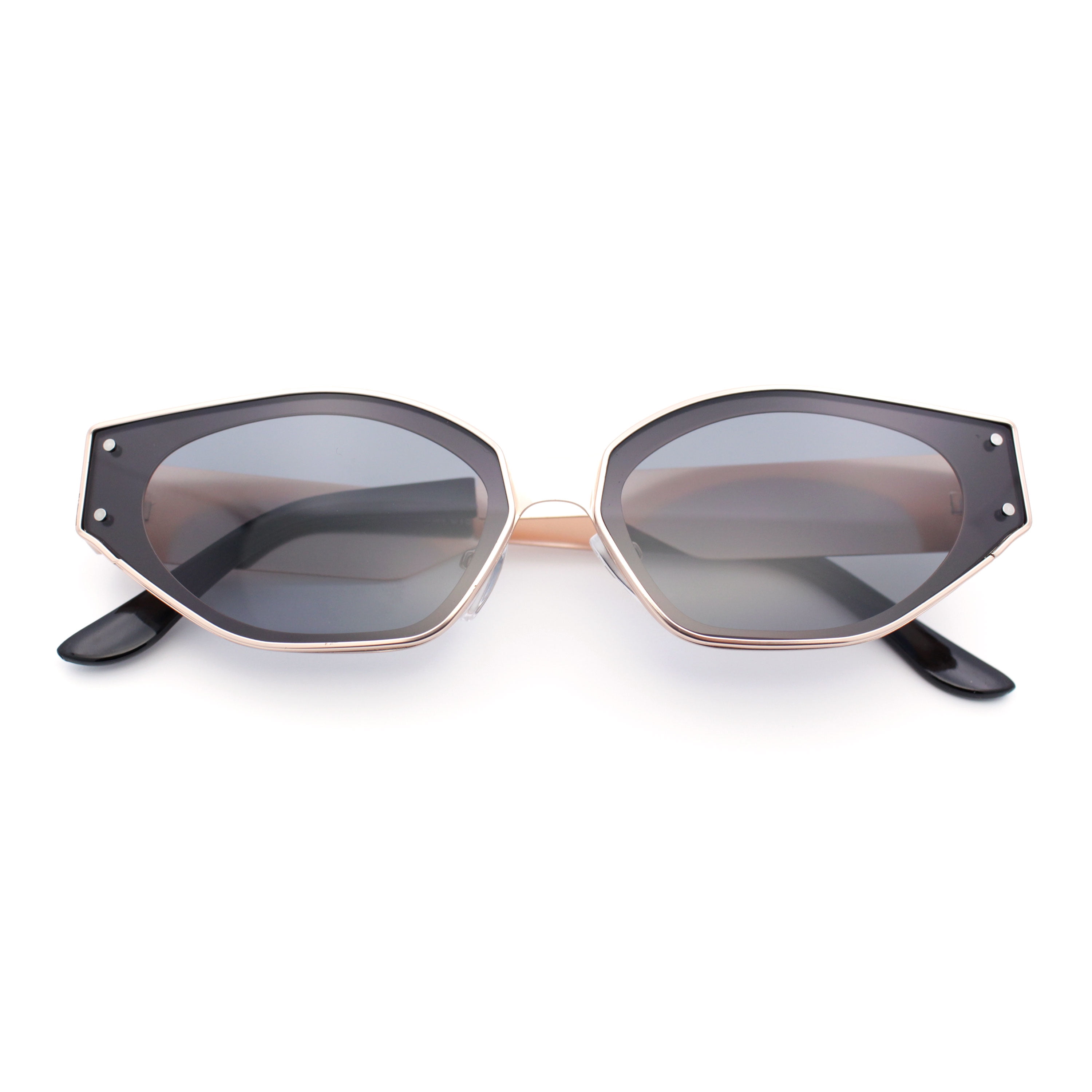 Womens Tapered Thick Temple Subtle Cat Eye Inset Lens Metal Rim ...