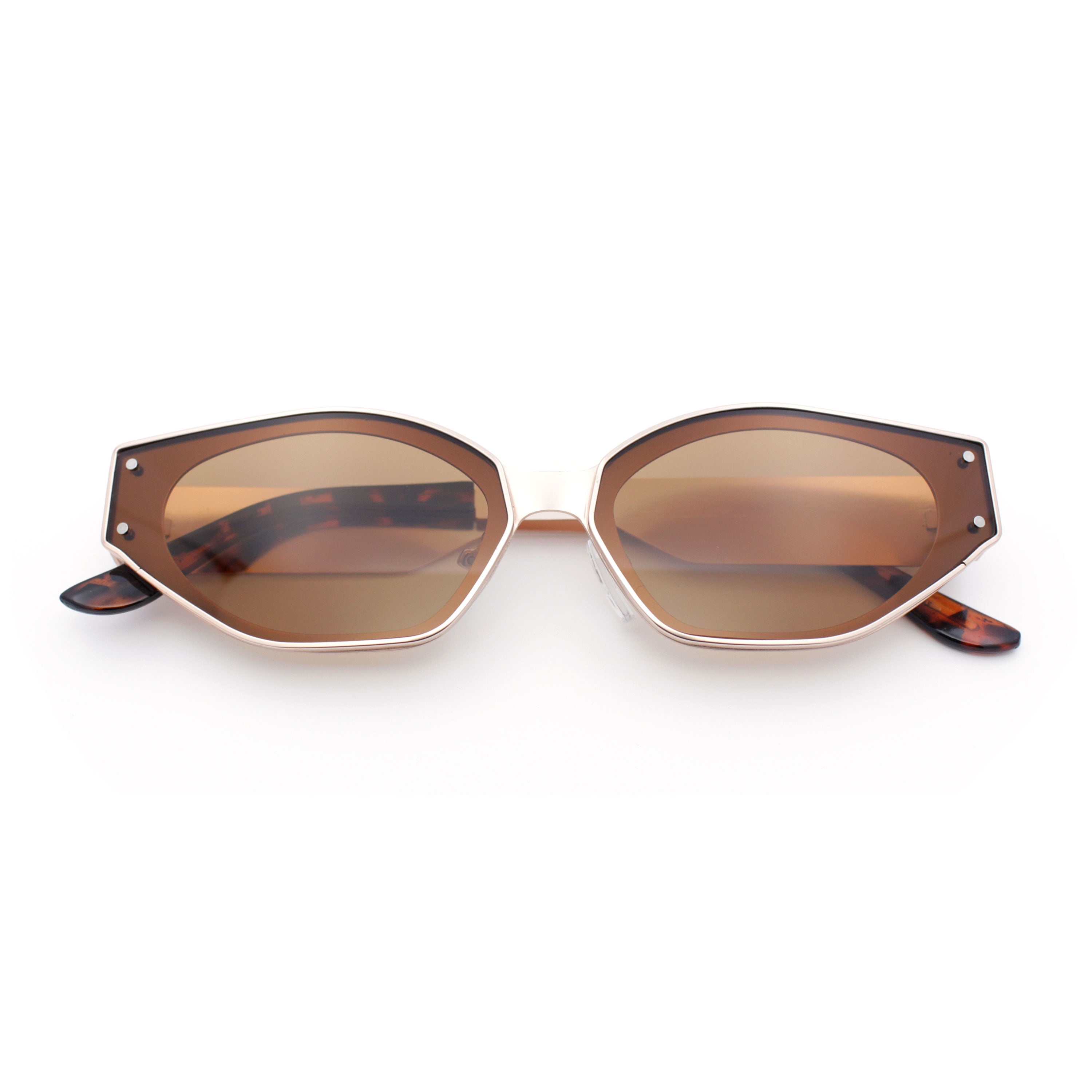 Womens Tapered Thick Temple Subtle Cat Eye Inset Lens Metal Rim ...