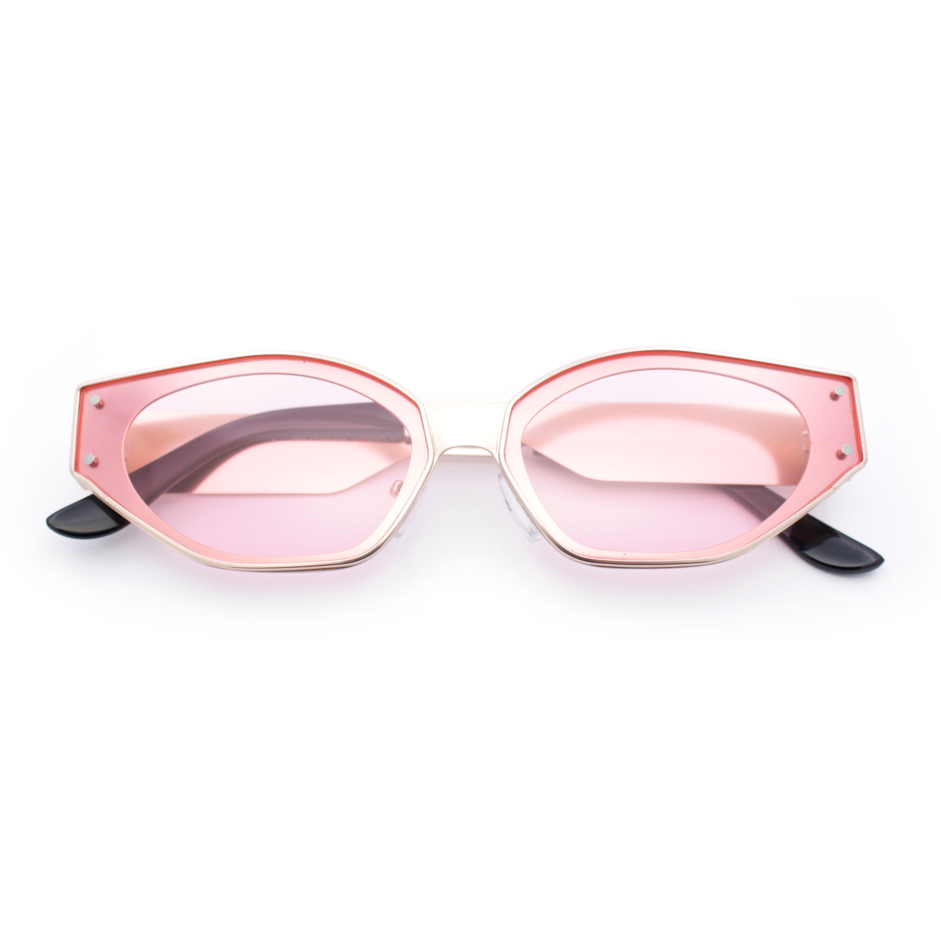Womens Tapered Thick Temple Subtle Cat Eye Inset Lens Metal Rim ...