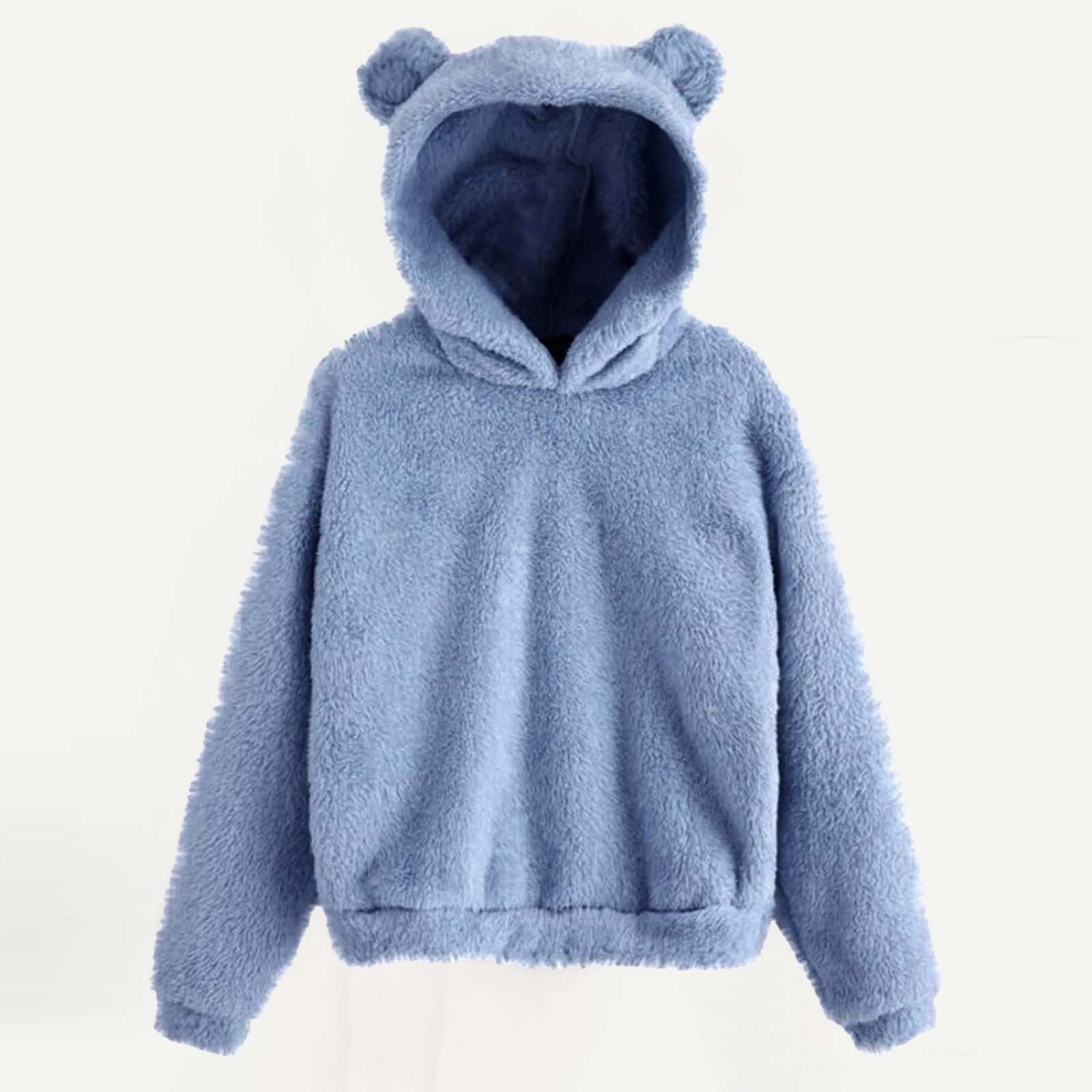 Womens Teddy Bear Fleece Hoodie Hoodies Fleece Oversized Sweatshirt ...