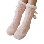 Debra Weitzner Womens Thermal Sherpa Socks Fleece Lined Fuzzy Gripper Socks Winter Christmas ...