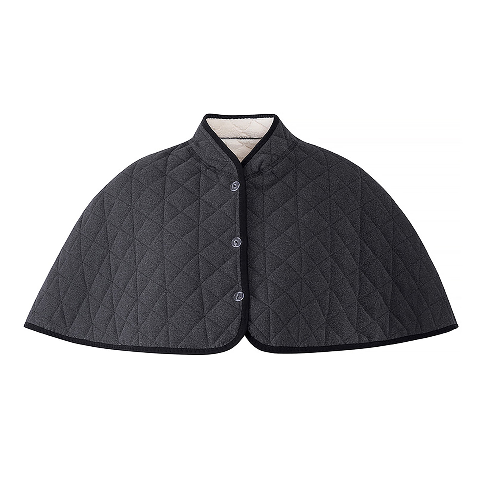 Womens Thick Warm Ponchos Button Front Fleece Lined Shoulder Wrap ...