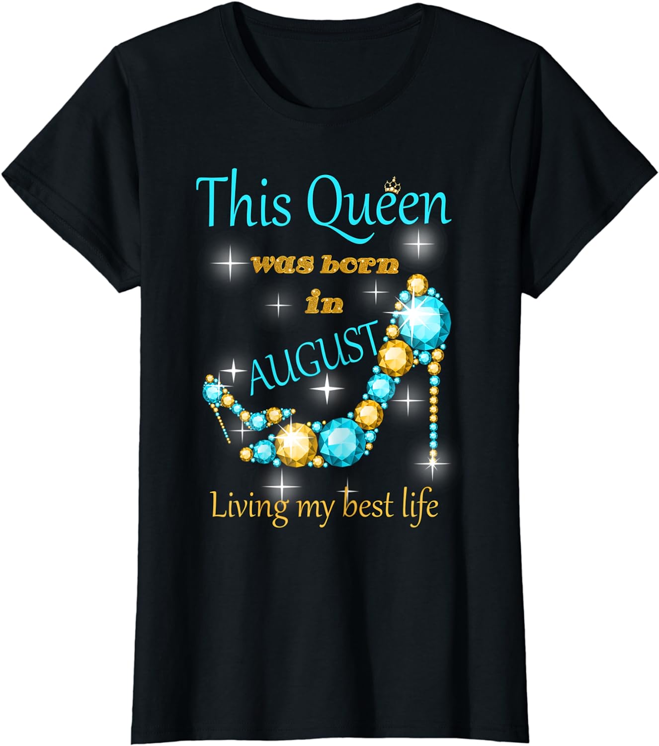 Womens This Queen Was Born In August Shirts Graphics Casual Black Tee - Walmart.com