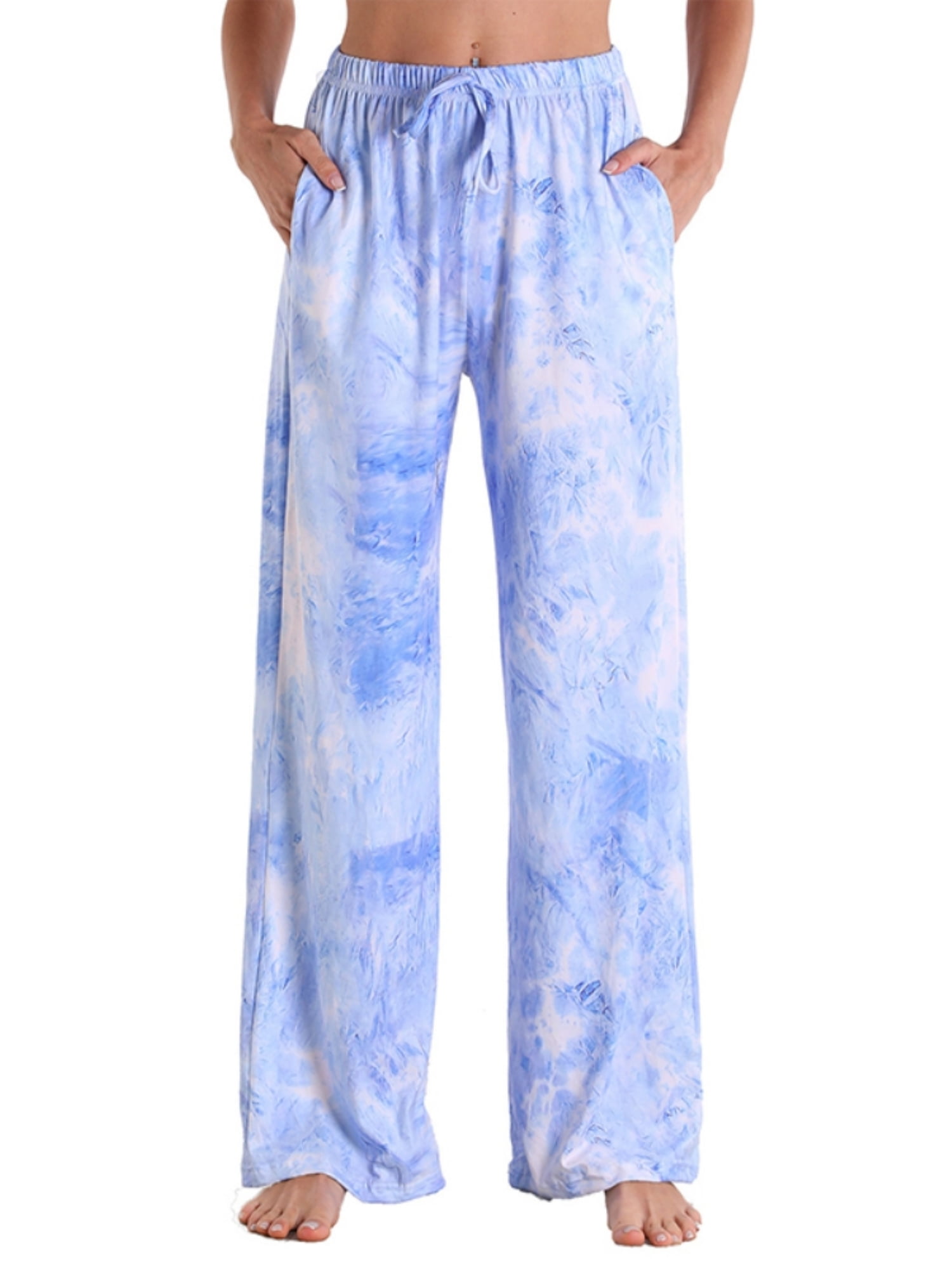 Womens Tie-dye Casual Bootleg Yoga Pants with Pockets Long Bootleg High ...
