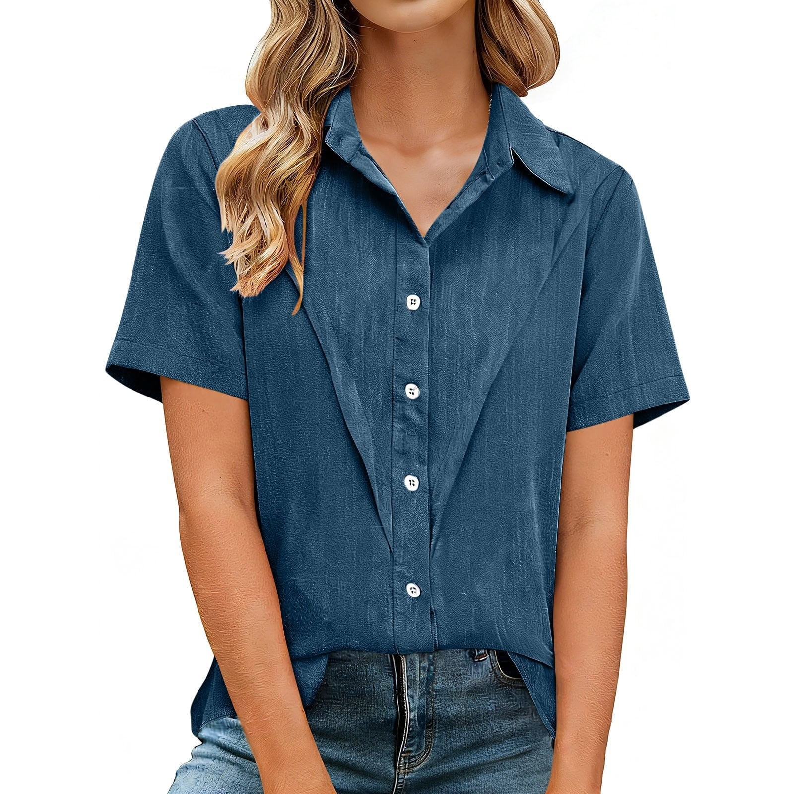 Womens Tops Blouse 2026 Fashion Daily Linen Short Sleeve Loose Fit ...