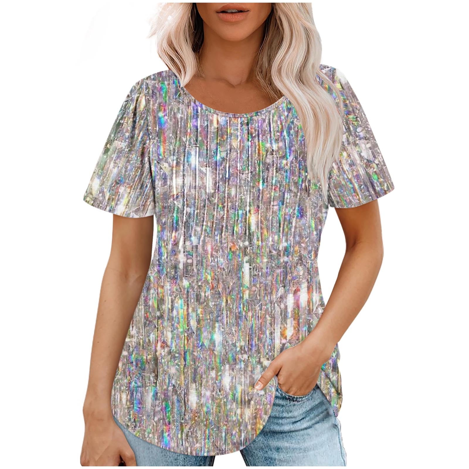 Womens Tops Dressy Casual Short Sleeve Loose Work Blouses for Women ...