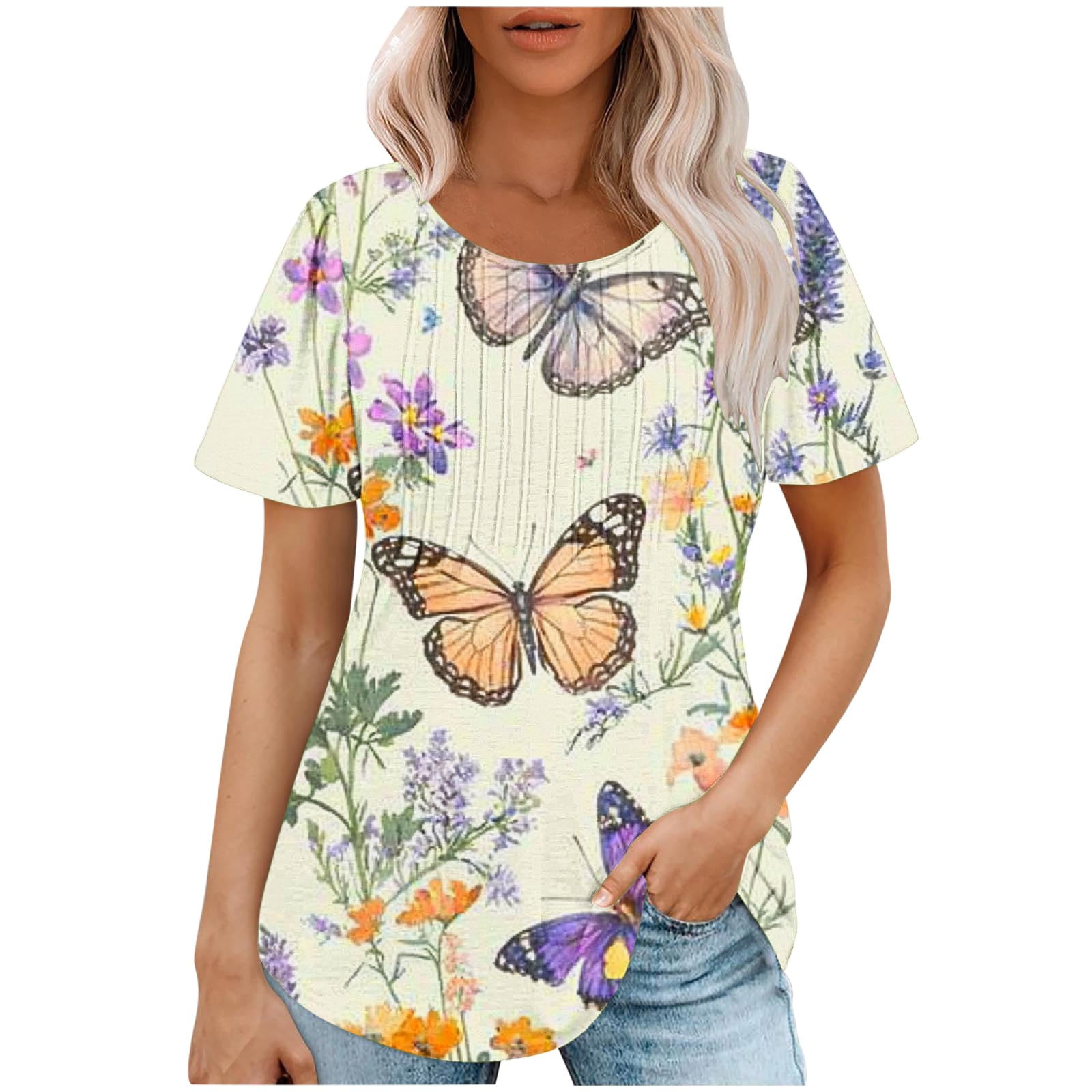 Womens Tops Dressy Casual Short Sleeve Round Neck Womens Funny T Shirts Fitted Plus Size Golf ...