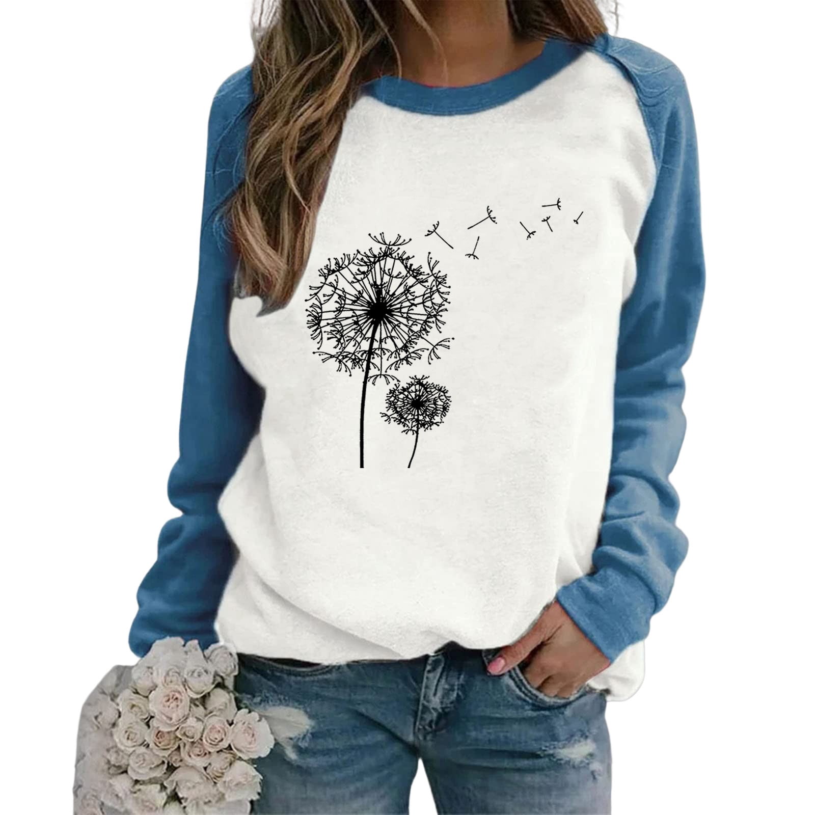 Womens Tops Fuzzy Athletic Crew Neck Sweatshirt Women Loose Drop ...