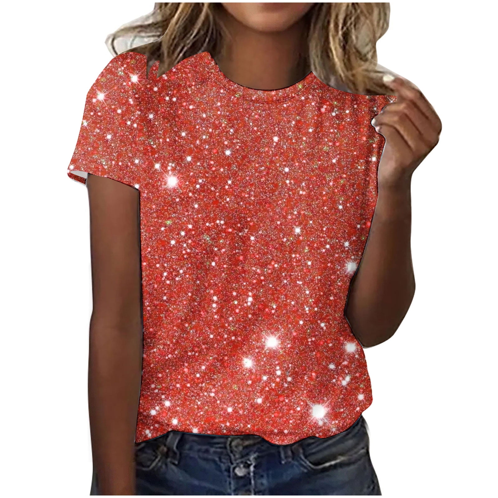 Womens Tops Short Sleeve T Shirts Crew Neck Basic Tees Tops Lightweight ...