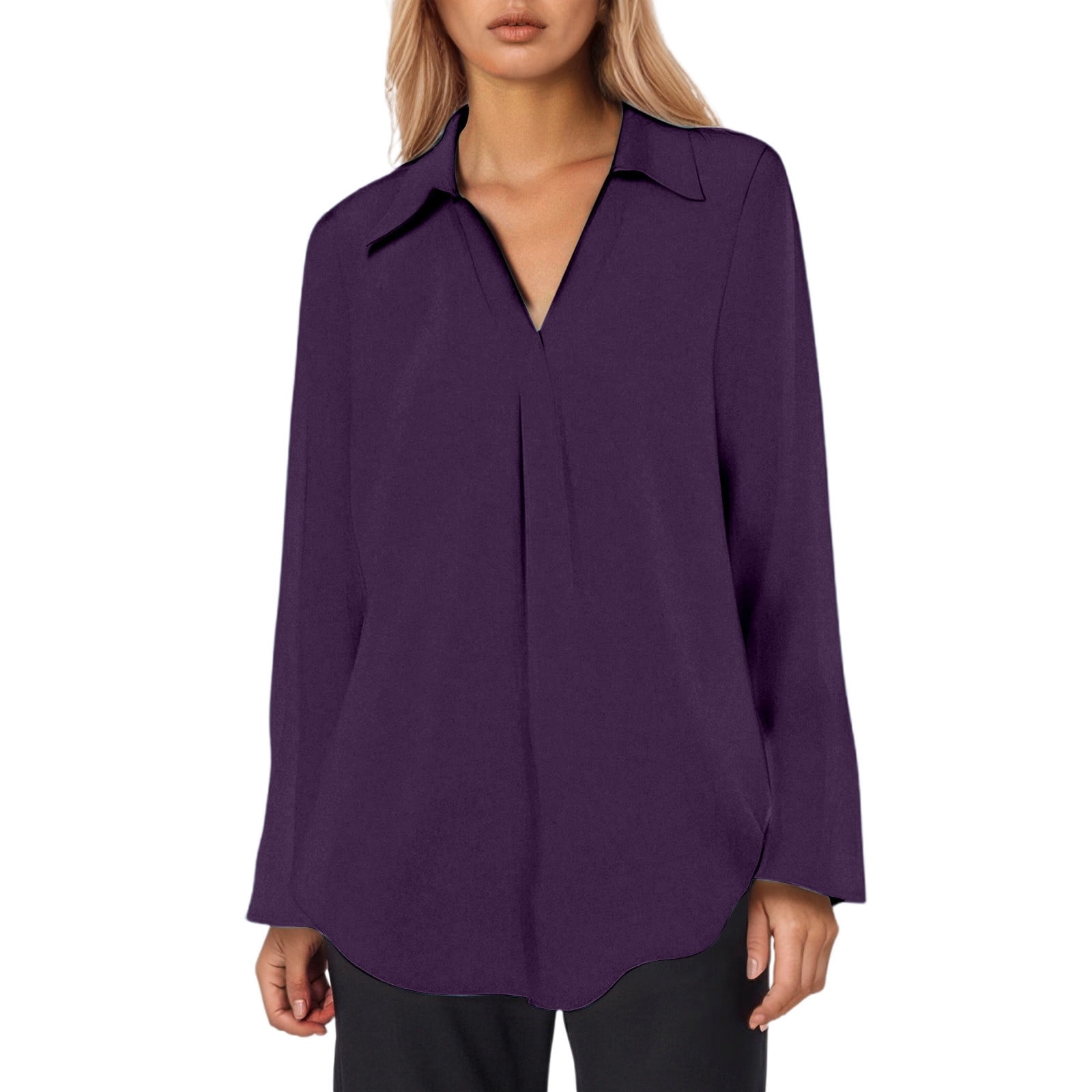 Womens Tops T Shirts Solid Color Casual Loose Fit Elegant Business ...