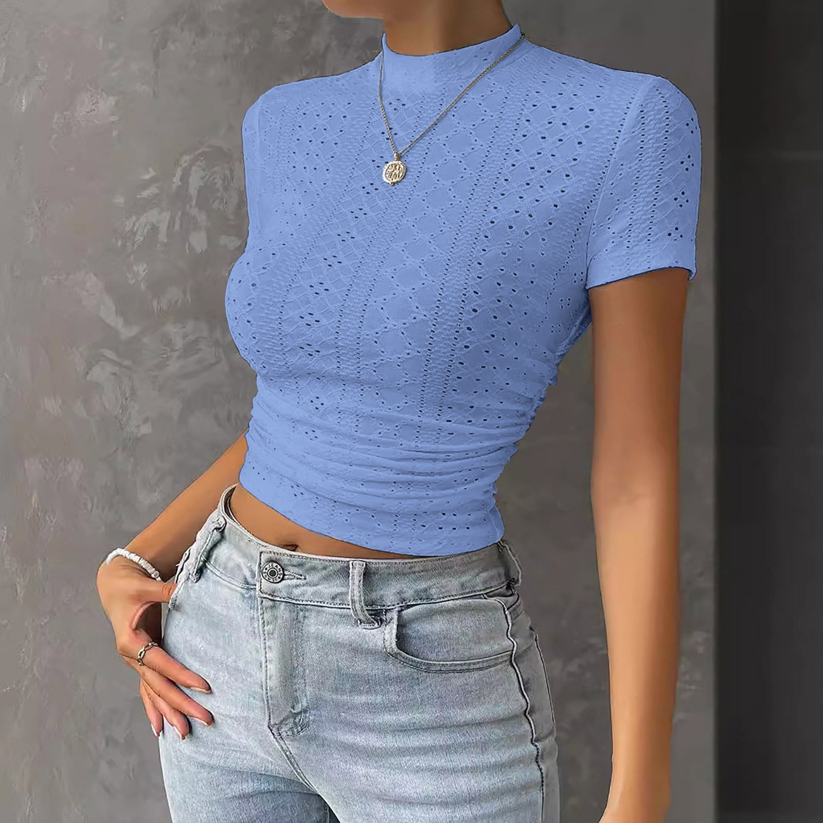 Womens Tops Women's Fashionable and Simple Crop Top with Exposed Navel ...
