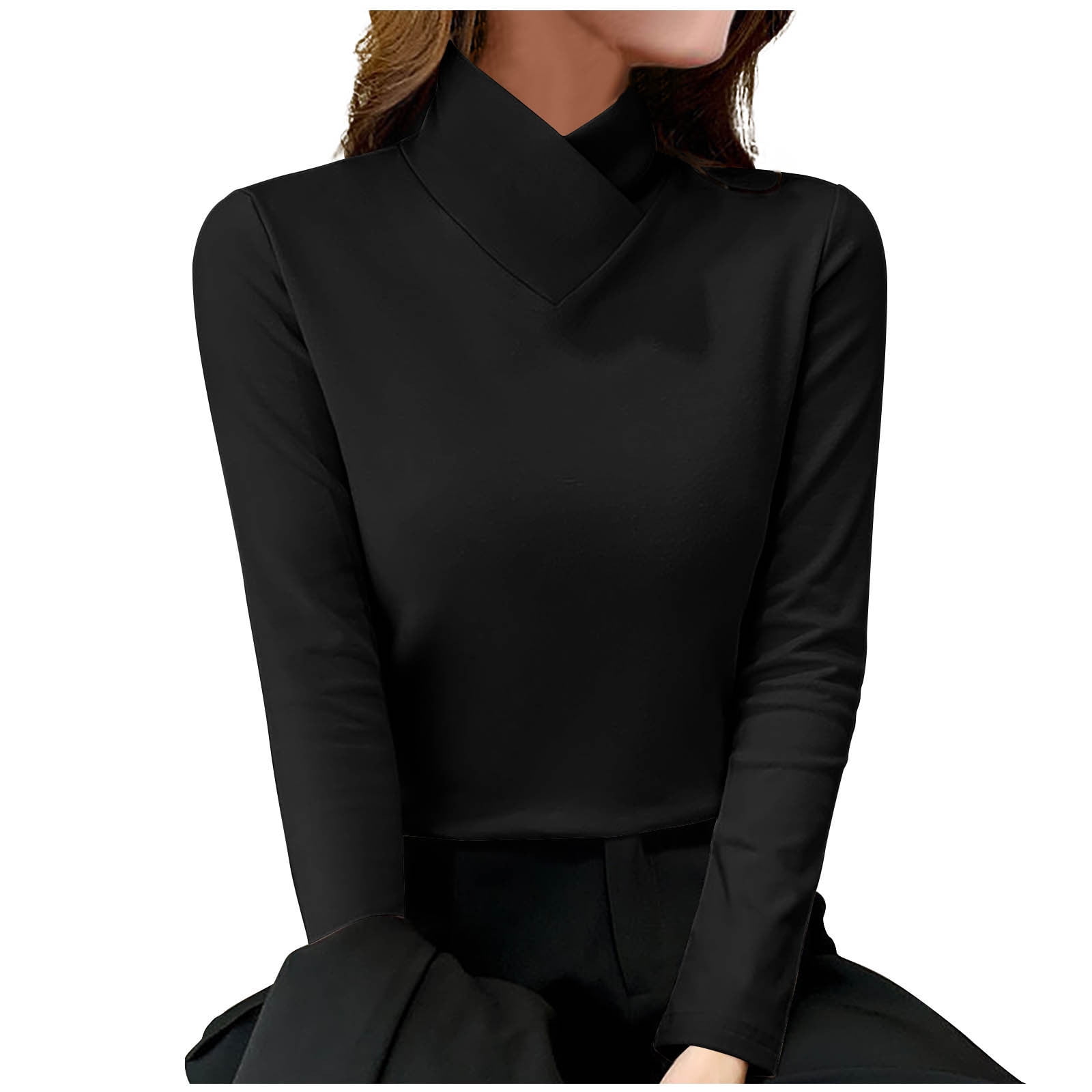 Womens Trendy Clothing Womens Long Sleeve Tops Casual Mock Neck Fleece ...